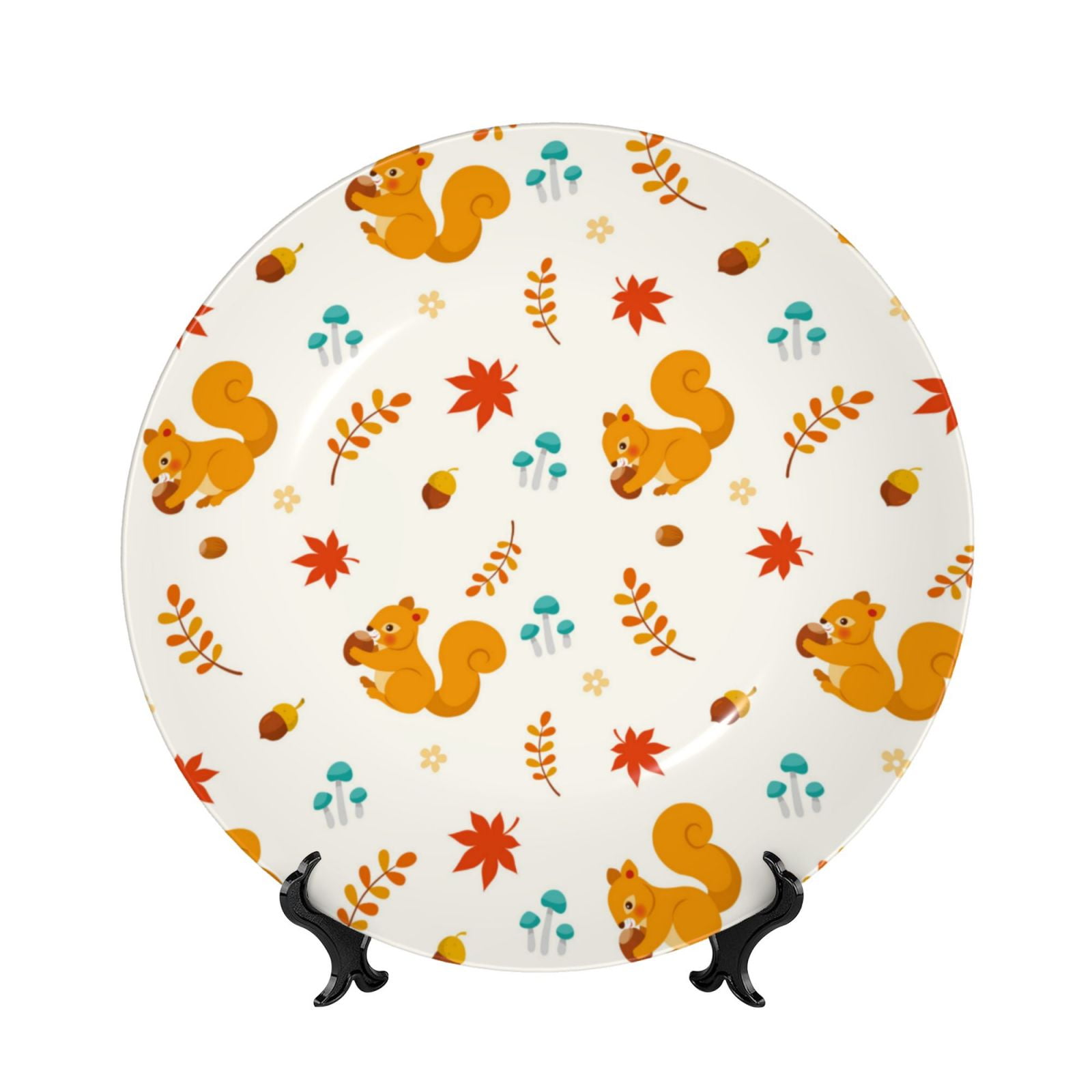 Bingfone Squirrel Maple Leaves And Nuts Print Bone China Dinner ...