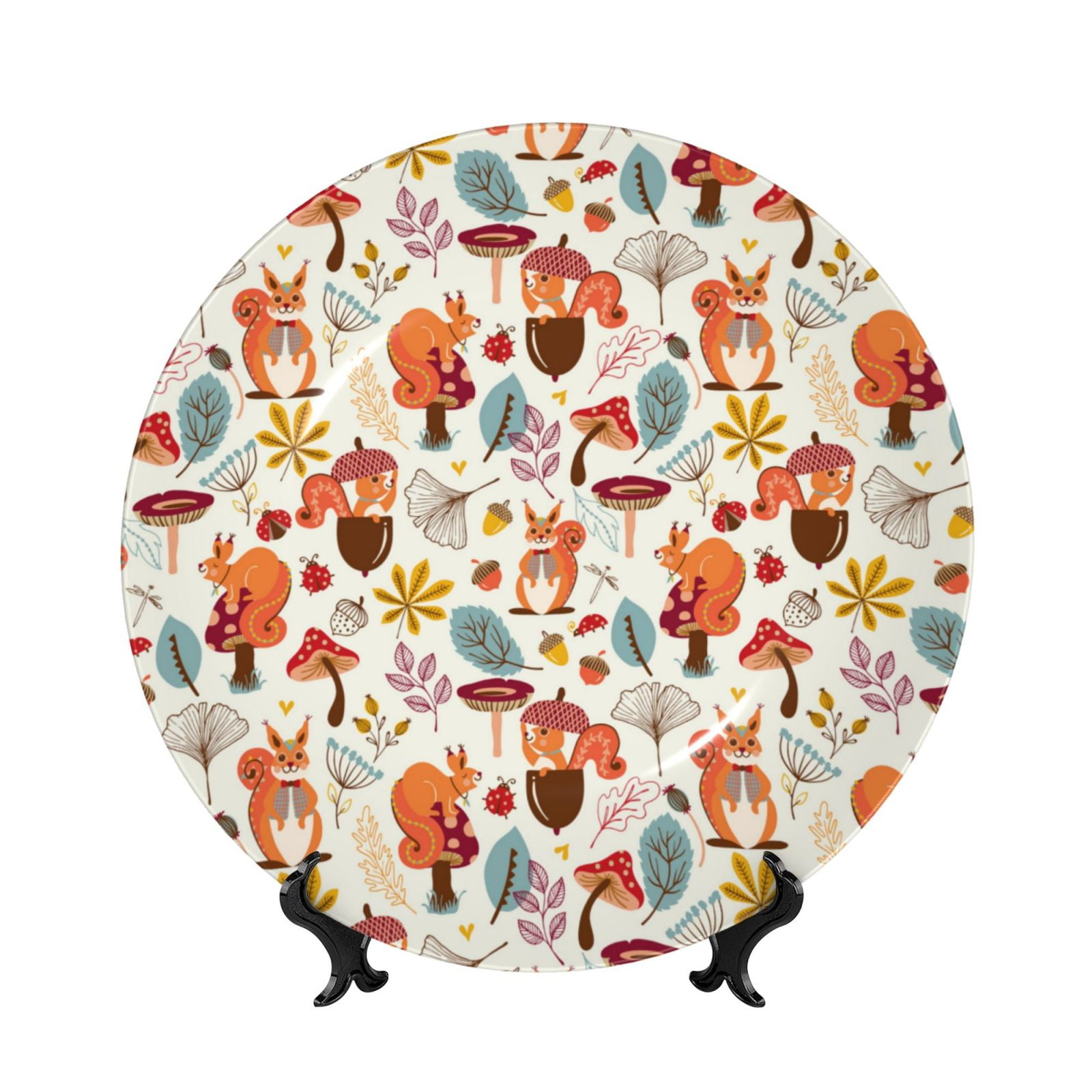 Bingfone Squirrel Nuts Mushroom Print Bone China Dinner Decorative ...