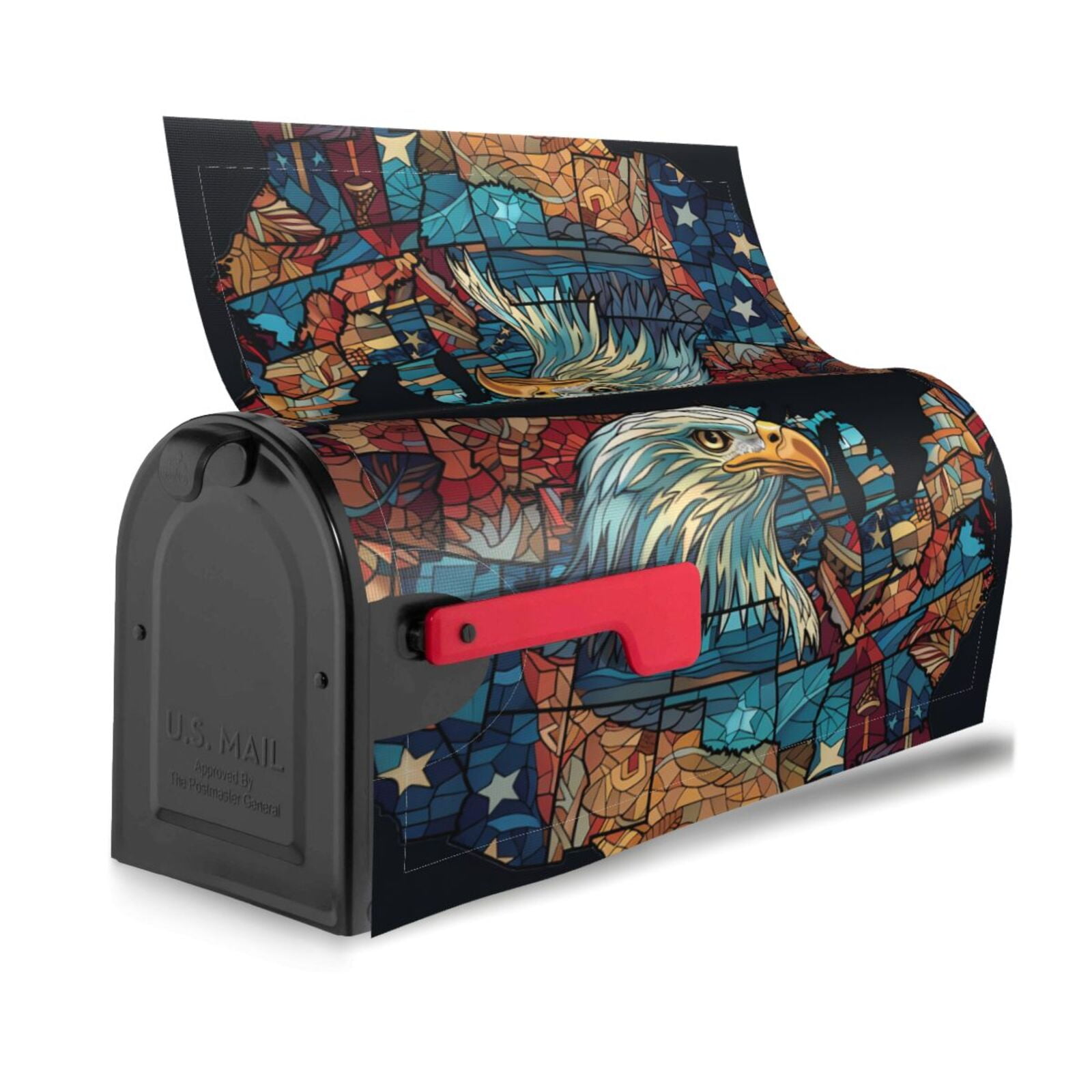 Bingfone Stained Glass Eagle USA Magnetic Mailbox Cover Standard Size ...