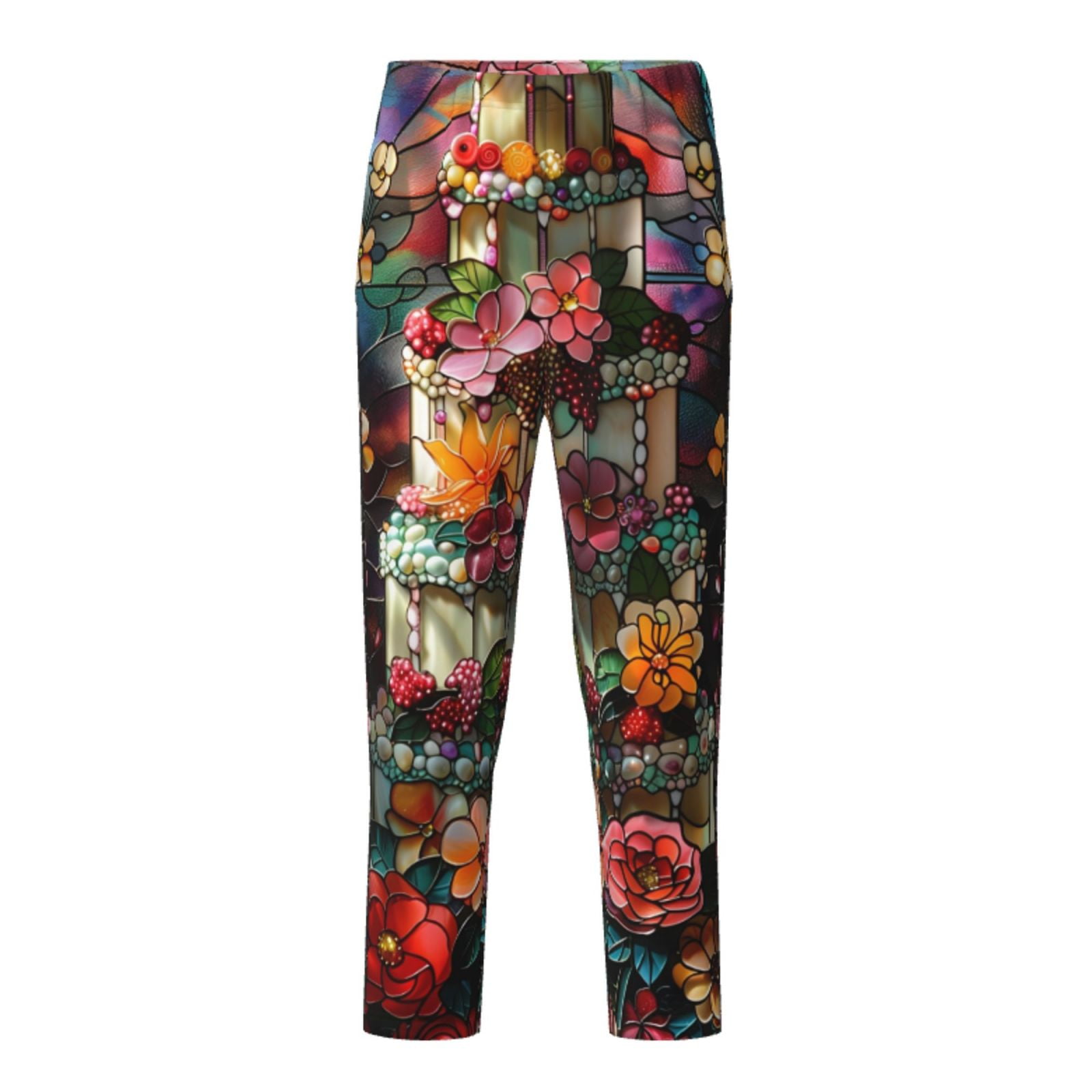 Bingfone Stained Glass Floral Cake Print Boys Girls Pajama Pants Lounge ...