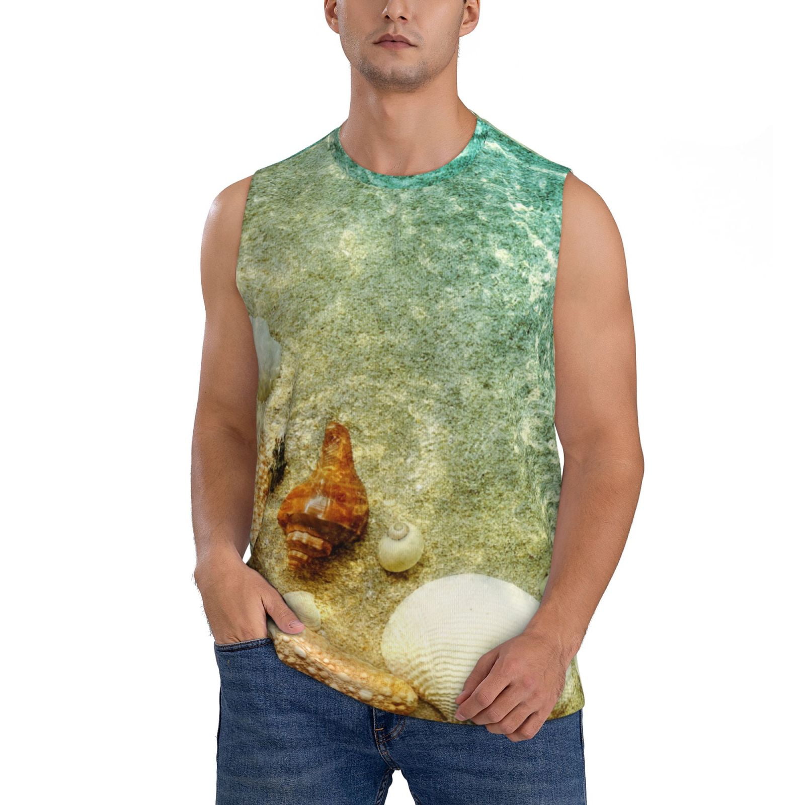 Bingfone Starfish And Seashell Pattern Men's Tank Tops Workout ...