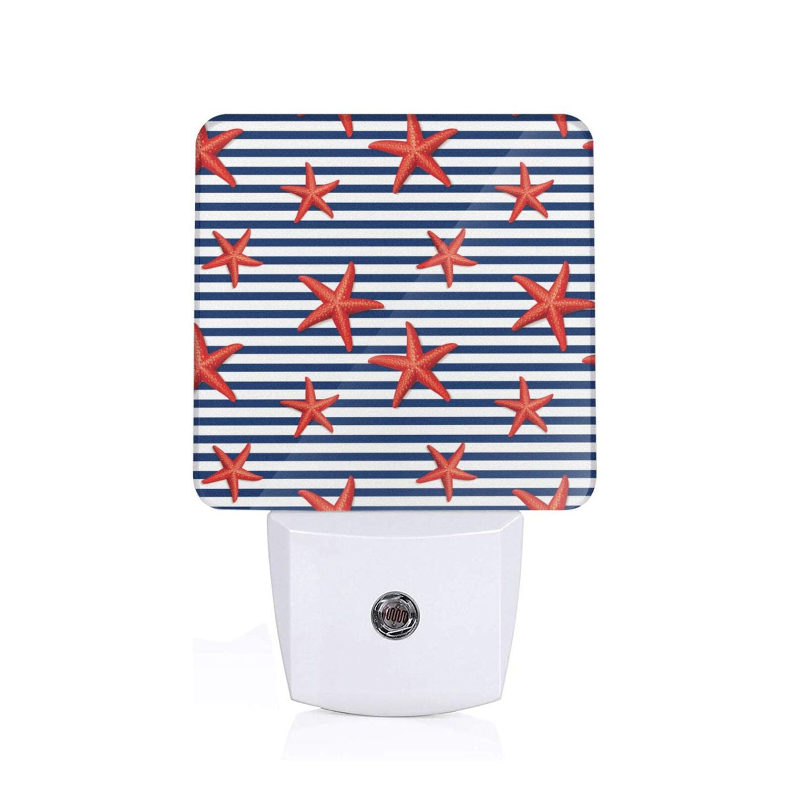 Bingfone Starfish Navy Blue Stripe Print Night Lights Plug into Wall ...