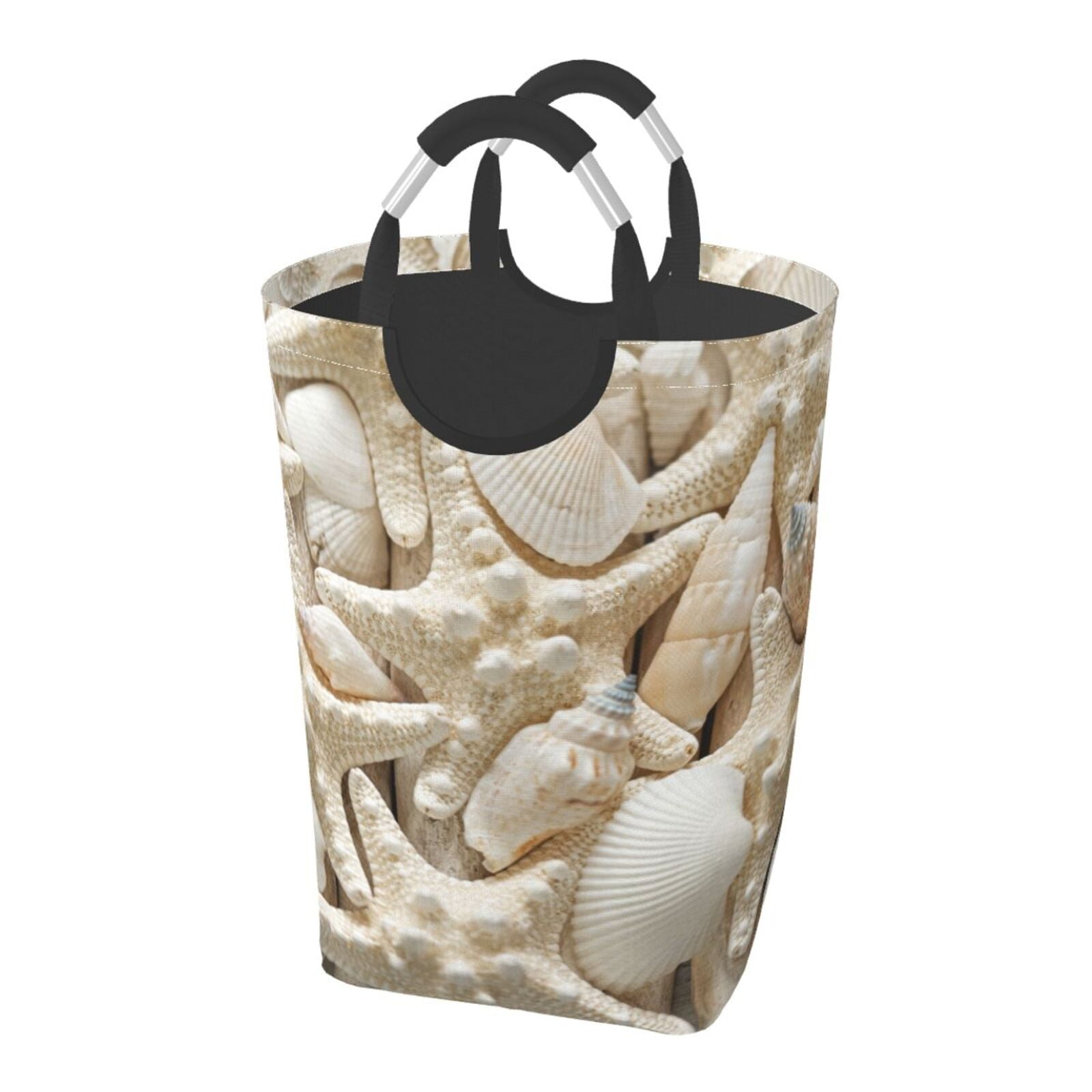 Bingfone Starfish and Sea Shells Laundry Hamper,Large Canvas Fabric ...