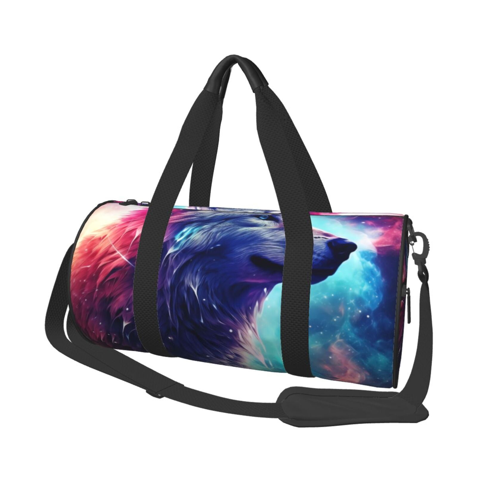 Bingfone Starry Multicolored Wolf Print Gym Duffle Backpack for Men ...