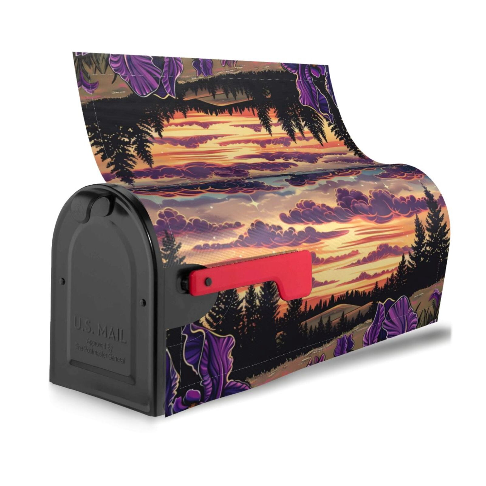 Bingfone Starry Night Purple Irises Magnetic Mailbox Cover Standard ...