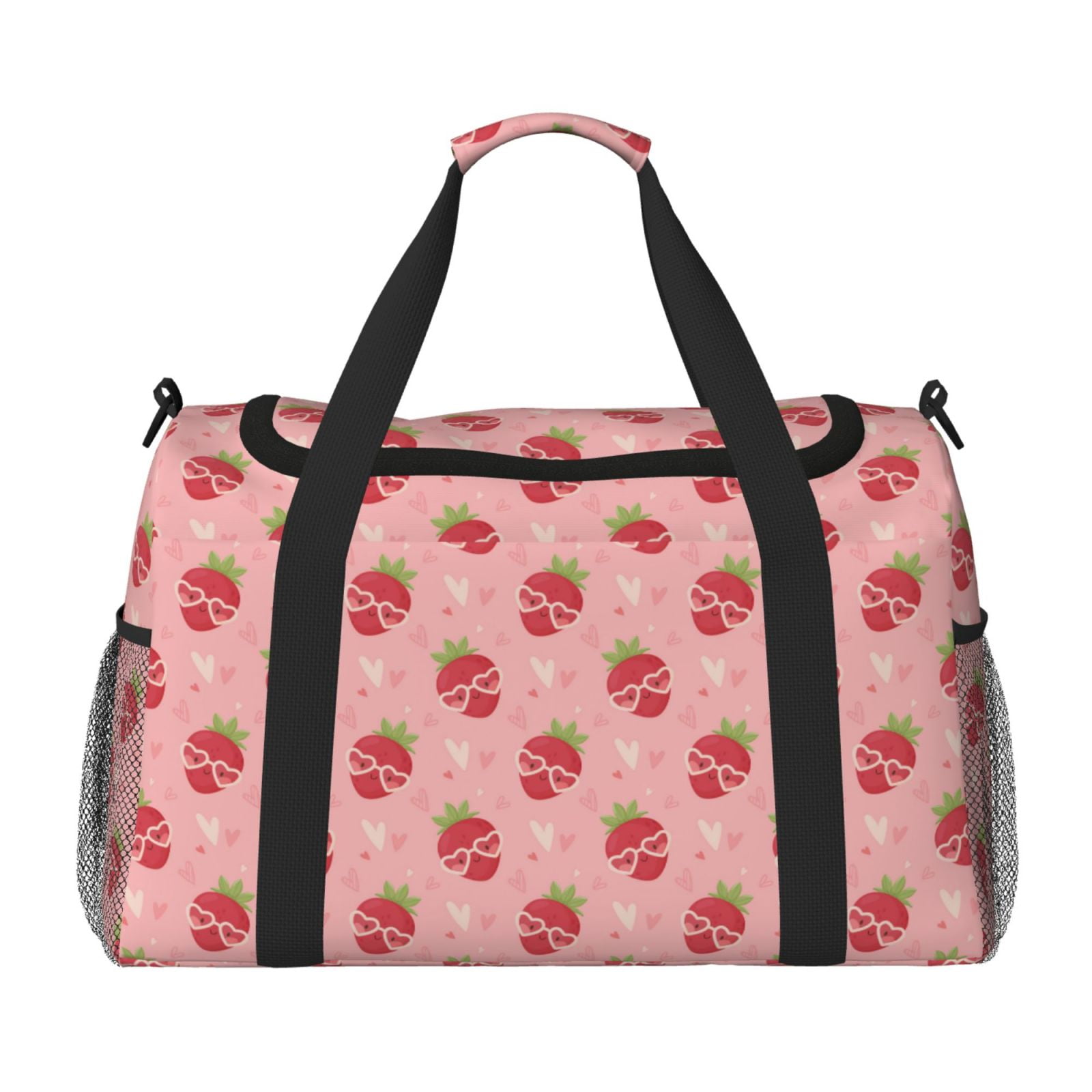Bingfone Strawberries Print Travel Duffel Tote Bag,Waterproof Shoulder ...