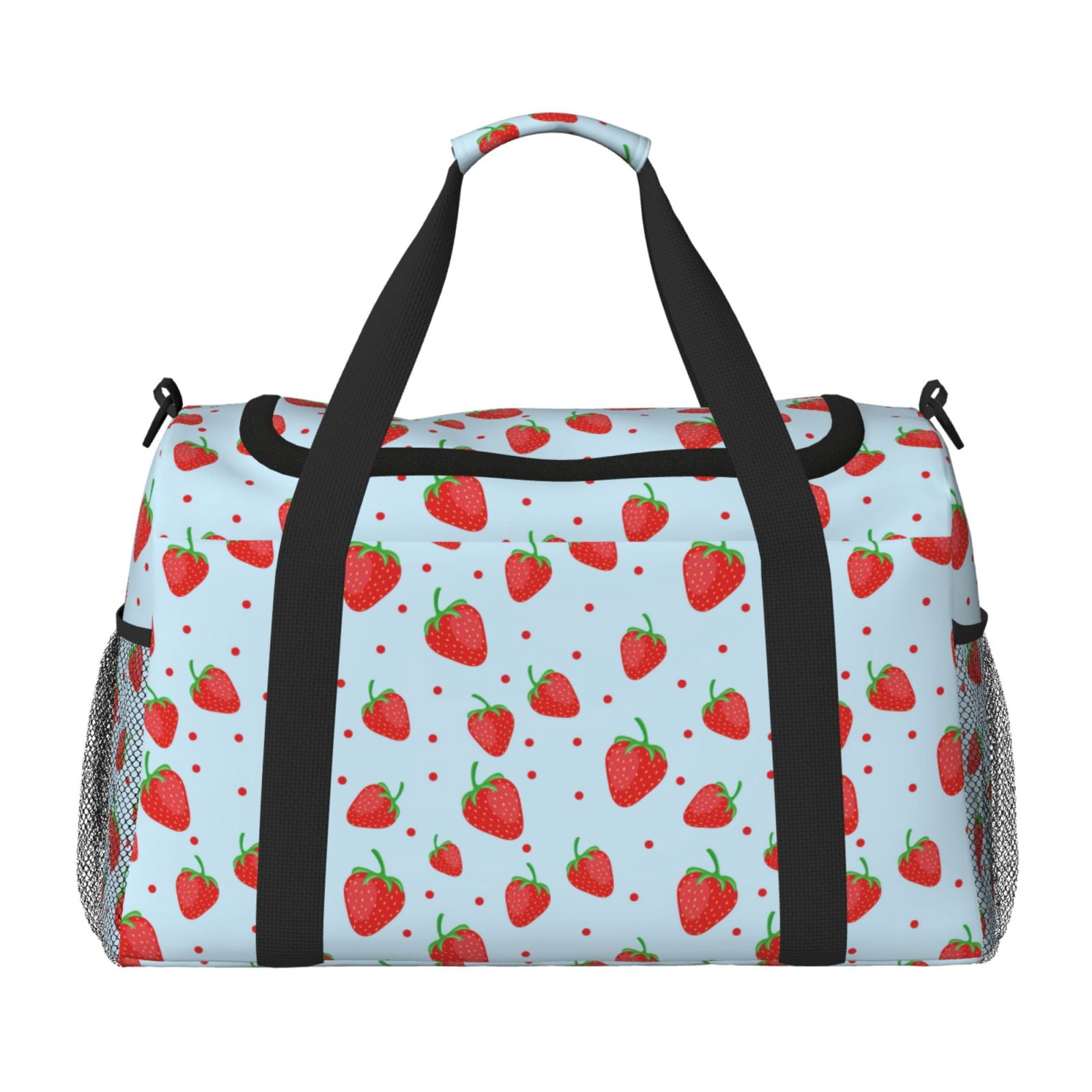 Bingfone Strawberry Print Travel Duffel Tote Bag,Waterproof Shoulder ...