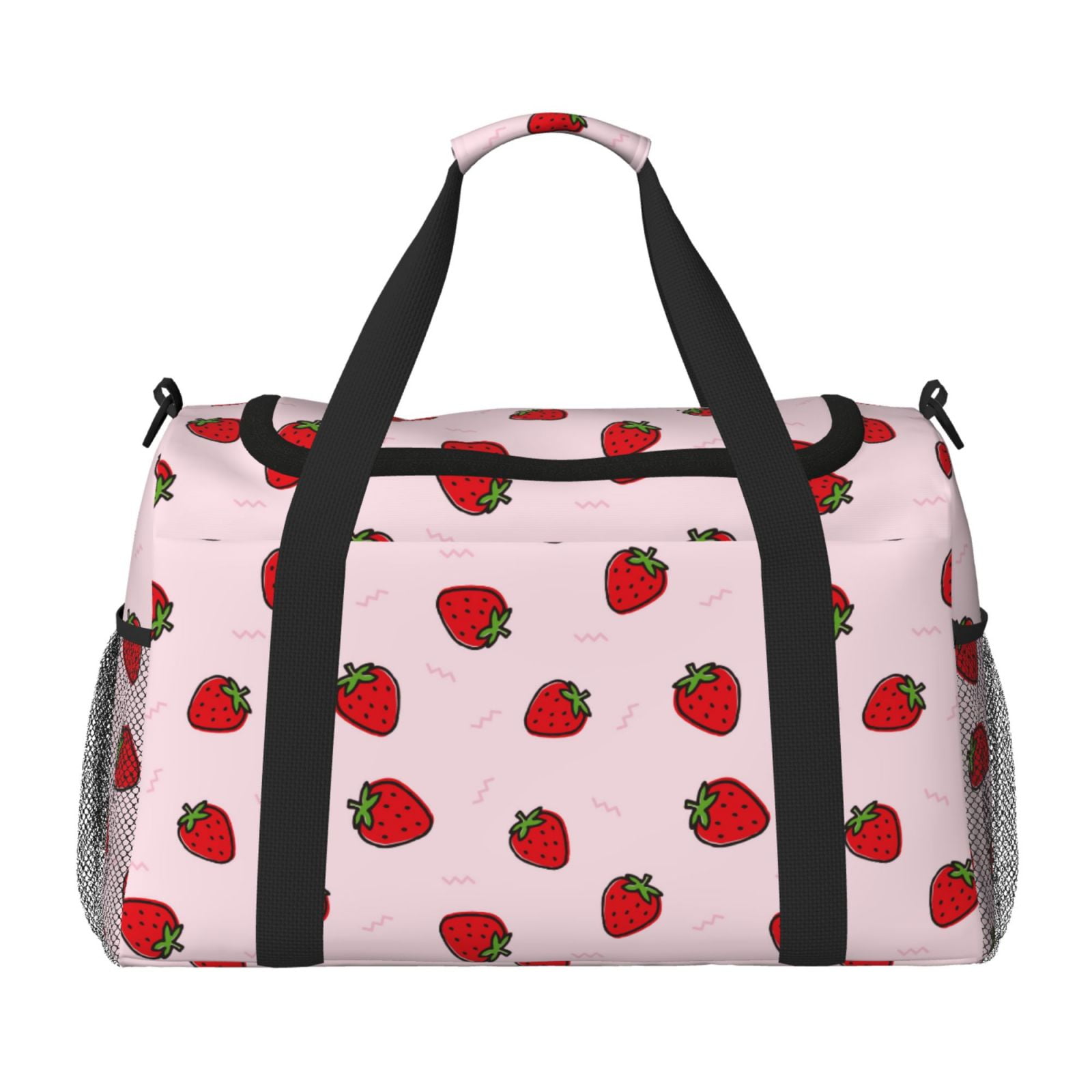 Bingfone Strawberry Print Travel Duffel Tote Bag,Waterproof Shoulder ...