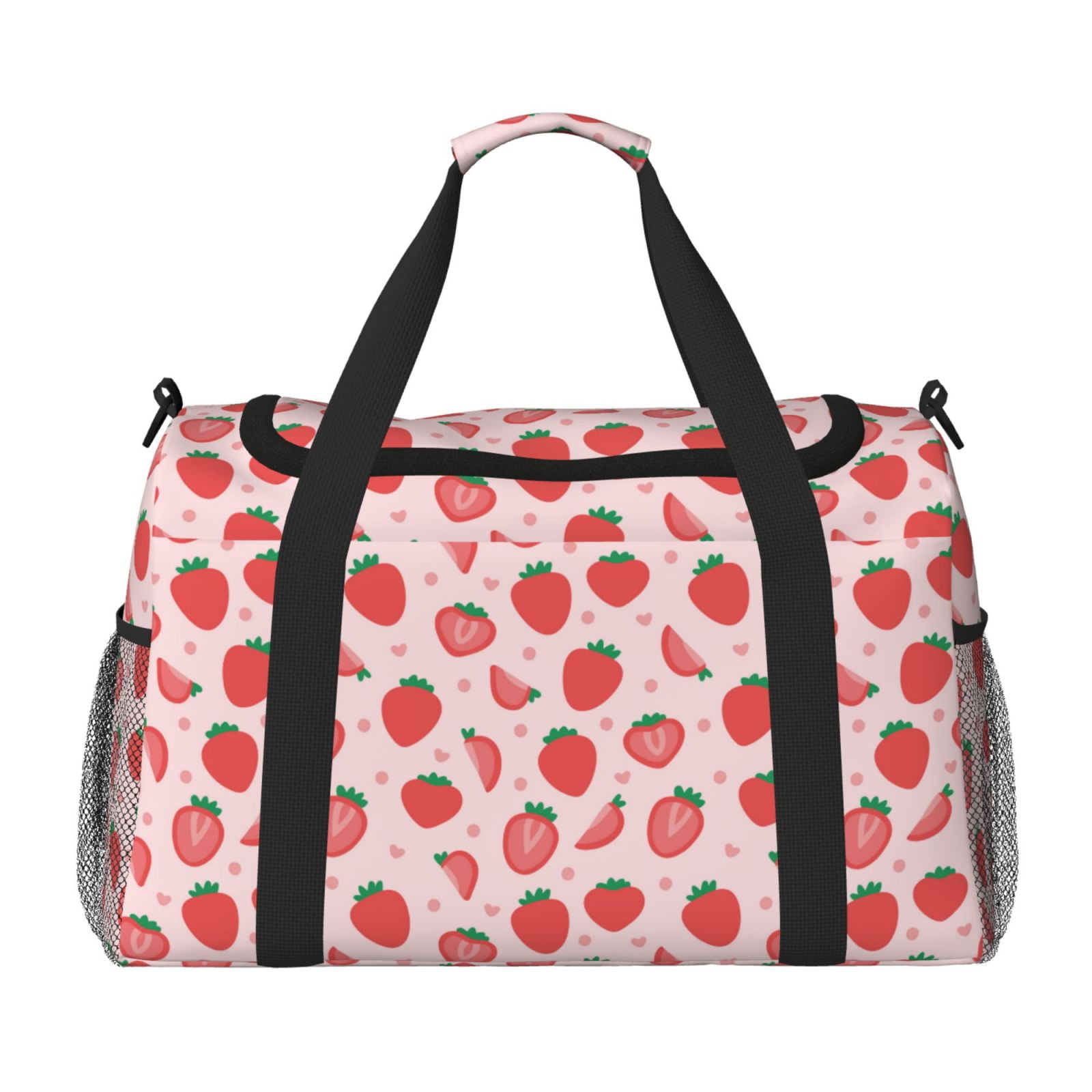 Bingfone Strawberry Print Travel Duffel Tote Bag,Waterproof Shoulder ...
