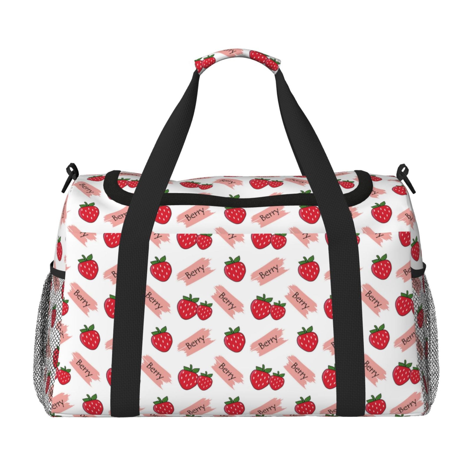 Bingfone Strawberry Print Travel Duffel Tote Bag,Waterproof Shoulder ...