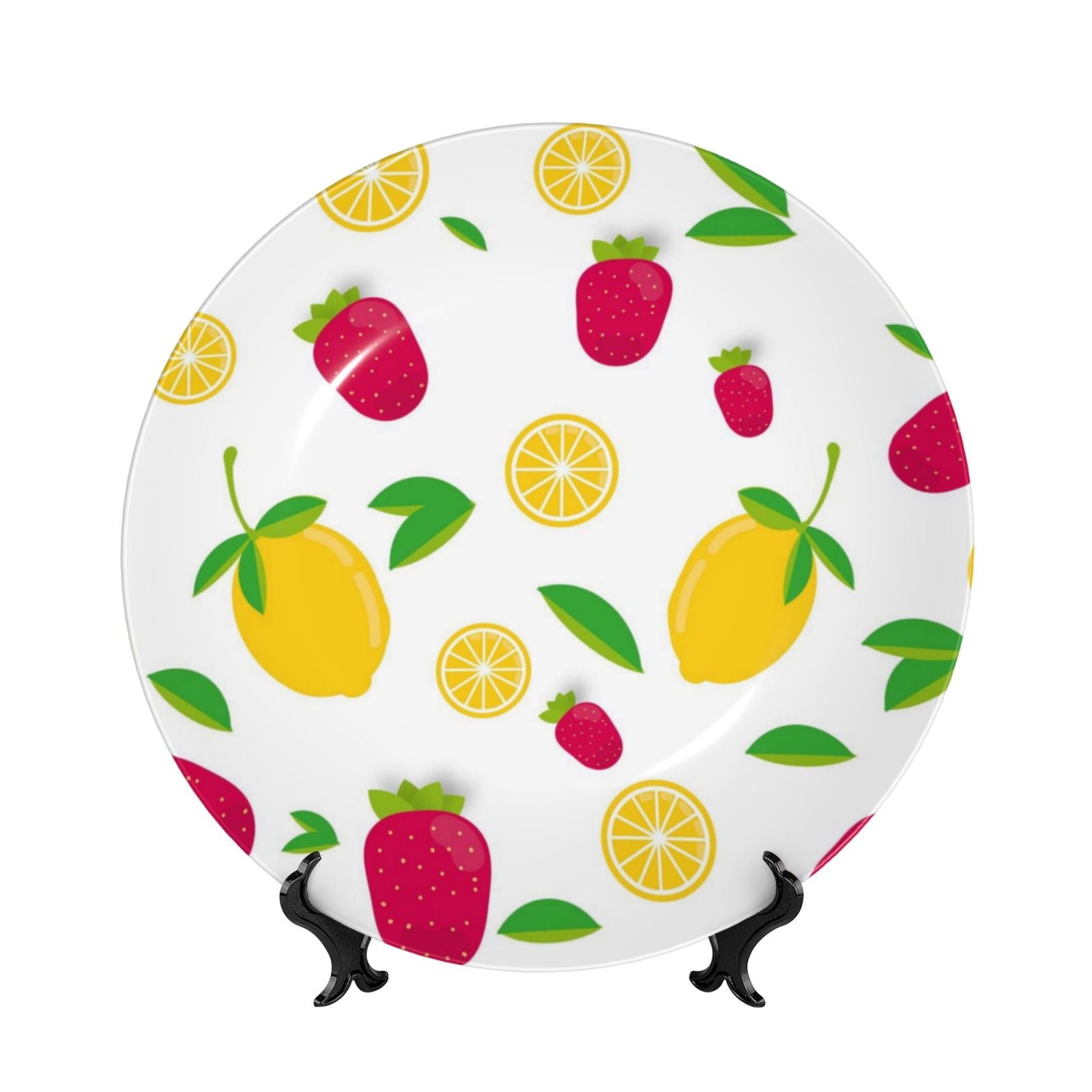Bingfone Strawberry and Lemon Print Bone China Dinner Decorative Plates ...