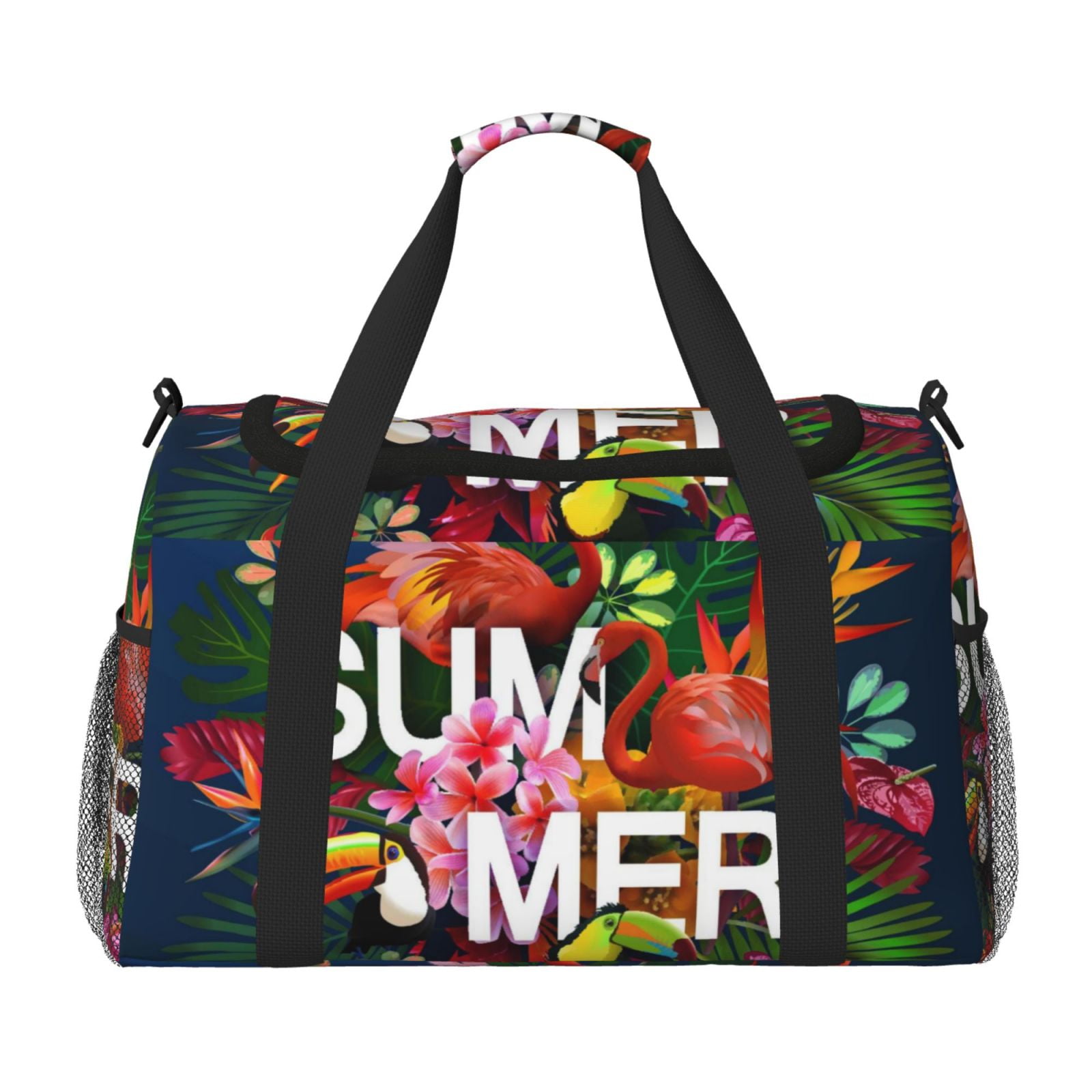 Bingfone Summer Birds and Flowers Print Travel Duffel Tote Bag ...