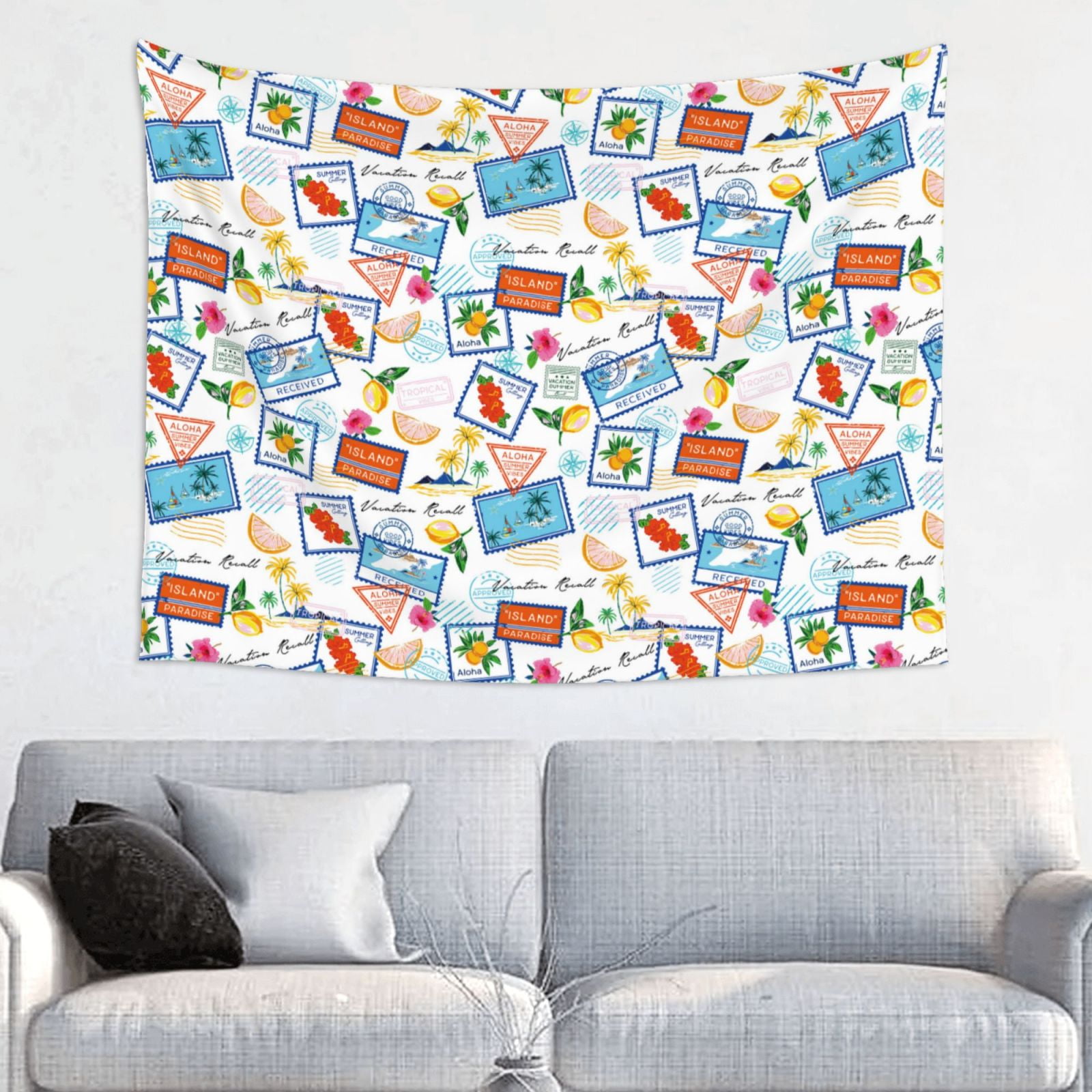 Bingfone Summer Stamp Tapestry Wall Hanging Decor for Living Room ...