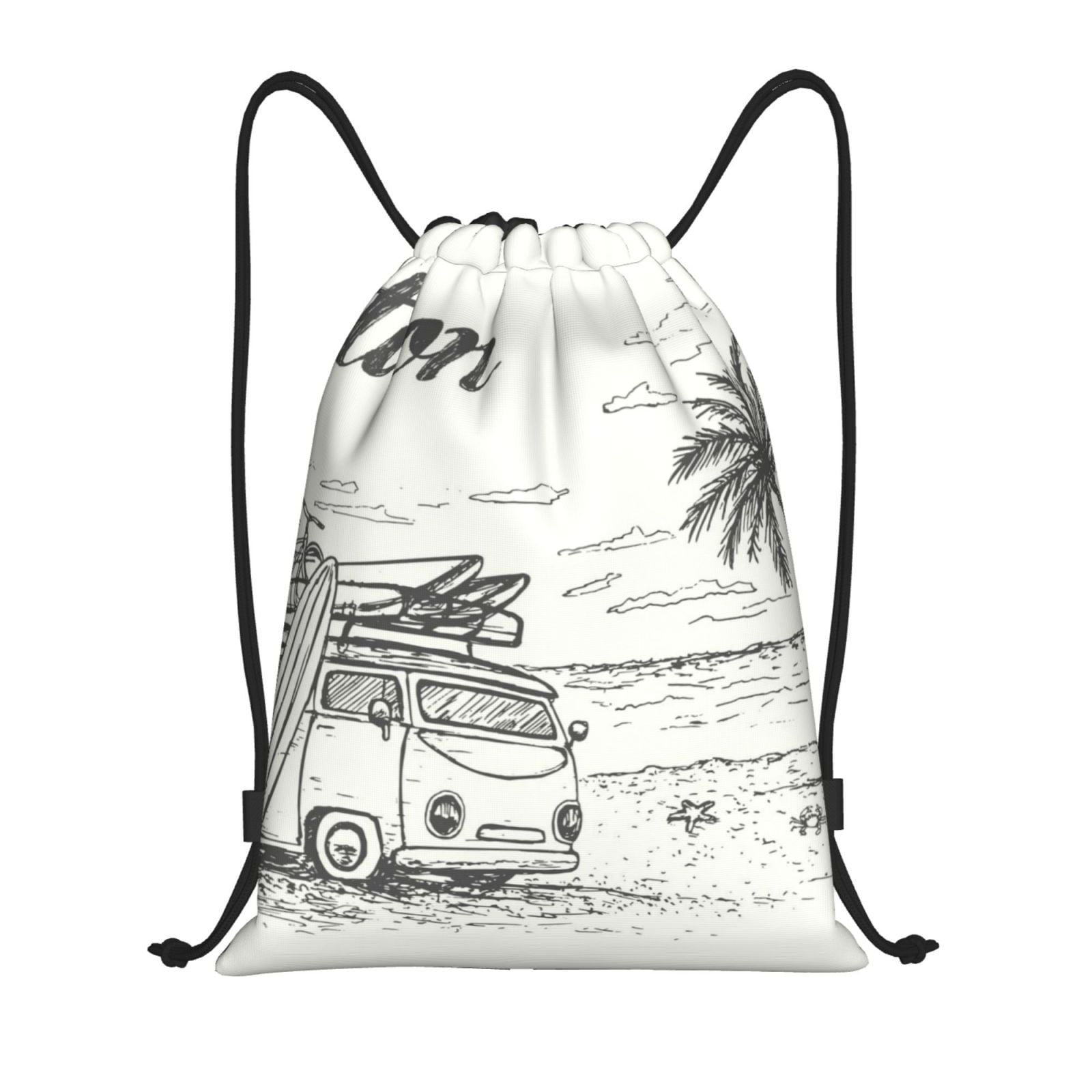 Bingfone Summer Vacation Scene With Camping Van Drawstrings Backpacks ...