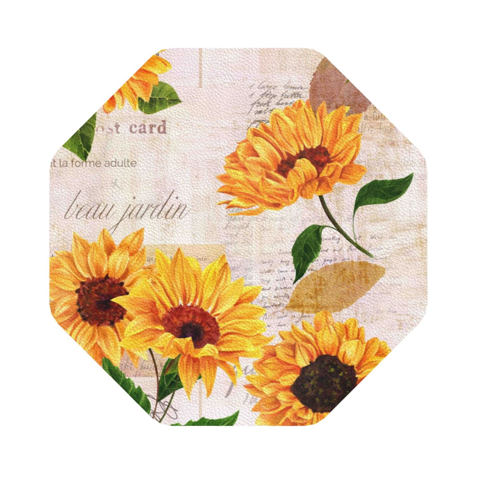Bingfone Sunflower 5 Personalized Coaster Set 4 For Drinks Coffee Table ...