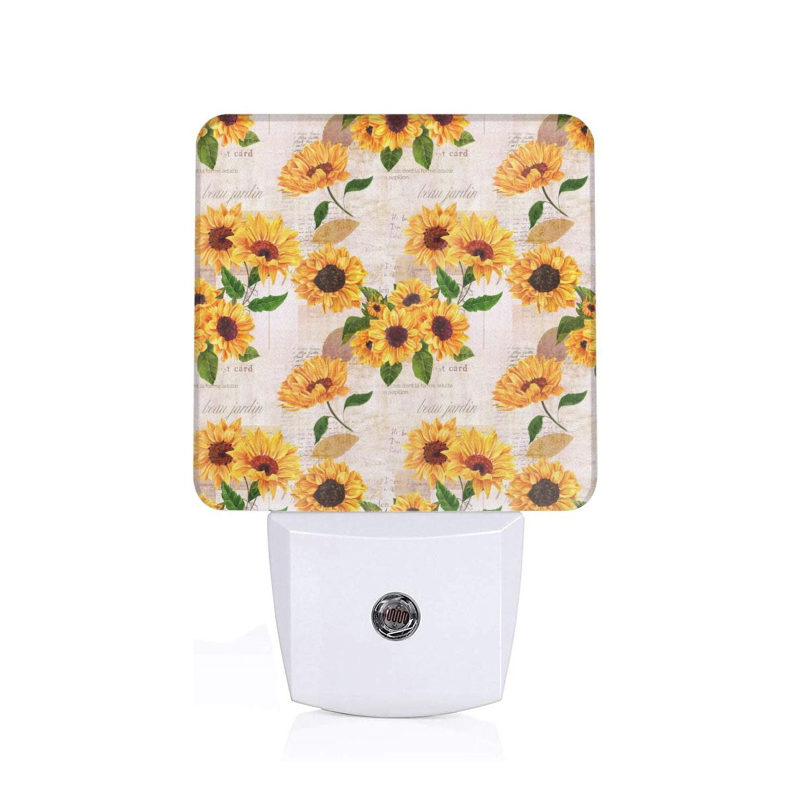 Bingfone Sunflower 5 Print Night Lights Plug into Wall,Dusk to Dawn,Bright Nightlight Auto-On ...