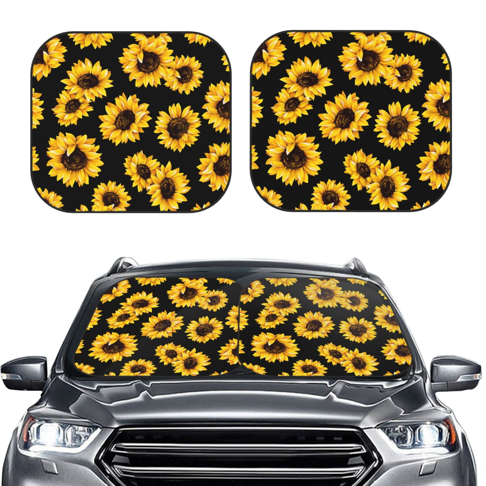 Bingfone Sunflower 6 Print 2-Piece Sun Shade Front Windshield ...