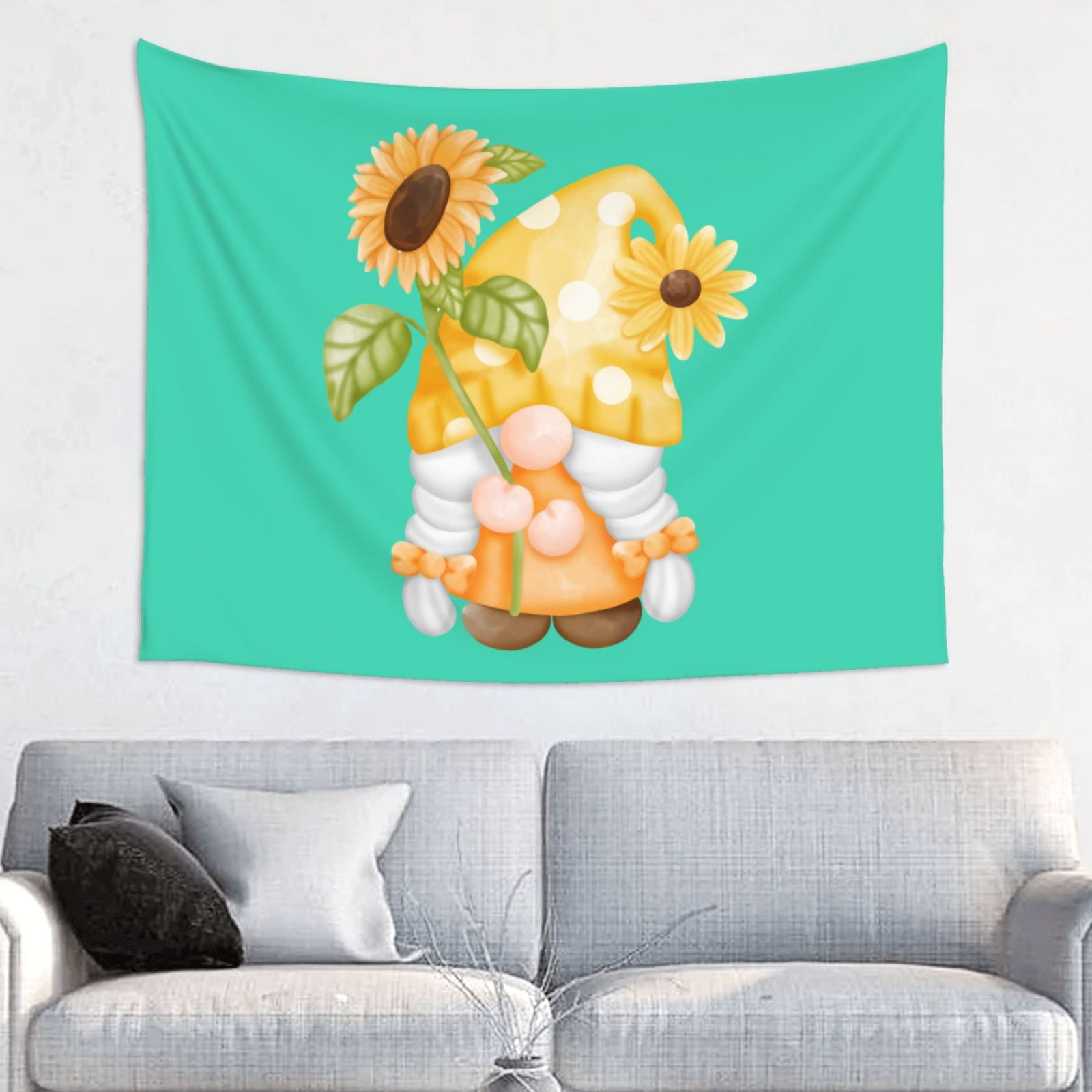 Bingfone Sunflower Gnomes 3 Tapestry Wall Hanging Decor For Living Room ...