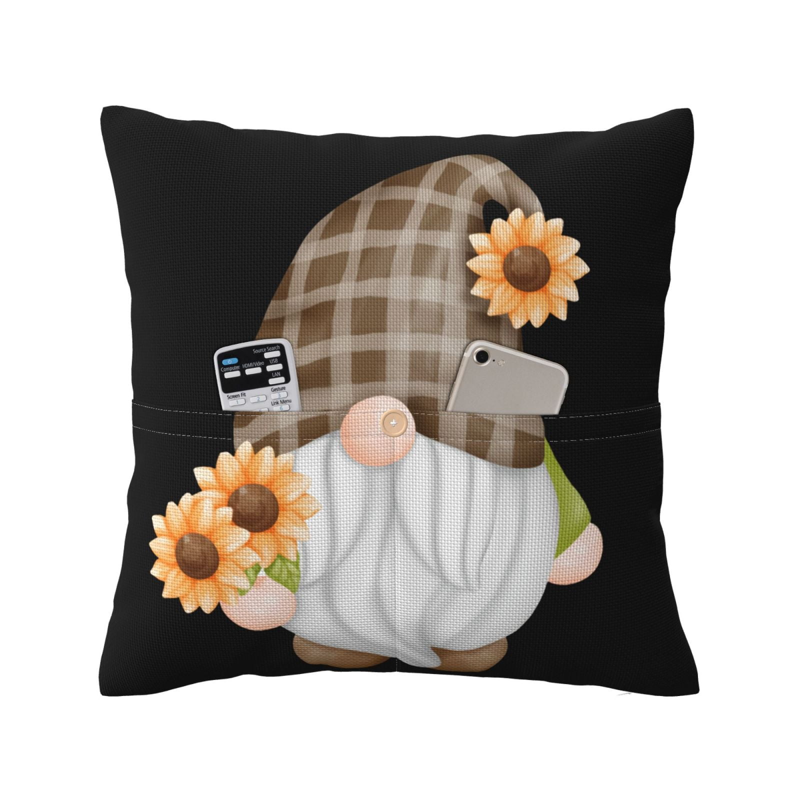 Bingfone Sunflower Gnomes 4 Linen Throw Pillow Covers Cushion Case ...