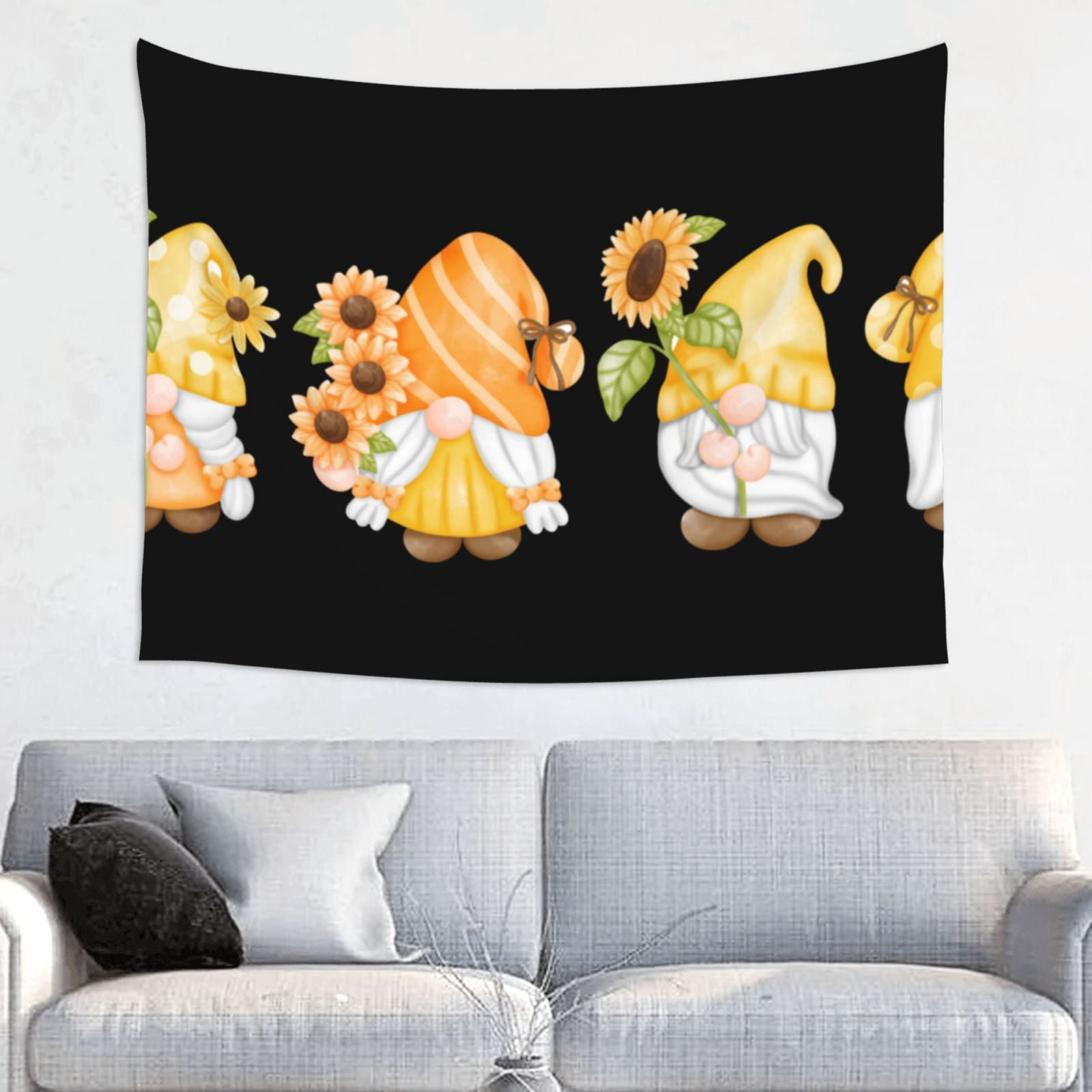 Bingfone Sunflower Gnomes 5 Tapestry Wall Hanging Decor for Living Room ...
