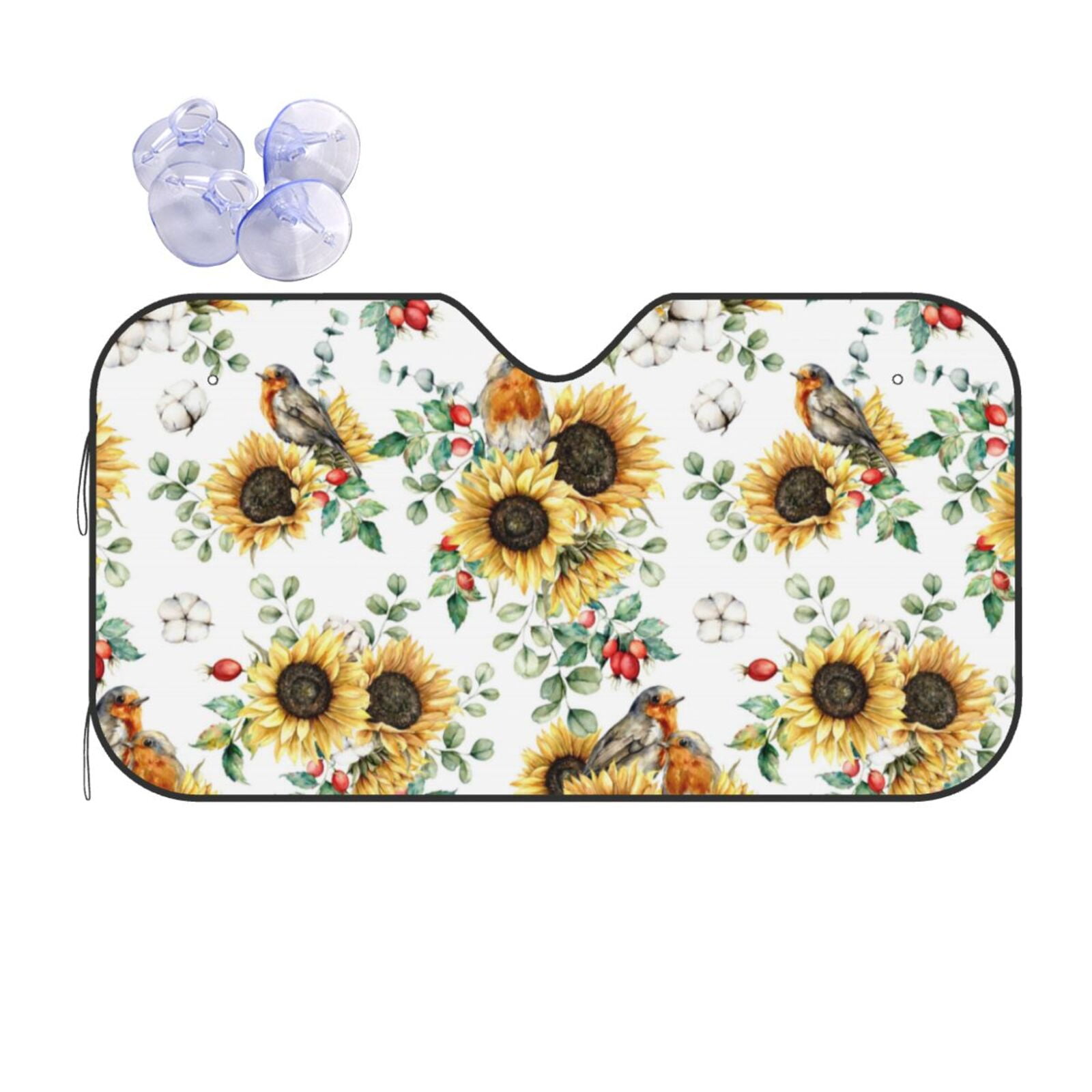 Bingfone Sunflowers Leaves And Birds Car Windshield Sun Shade Protector ...