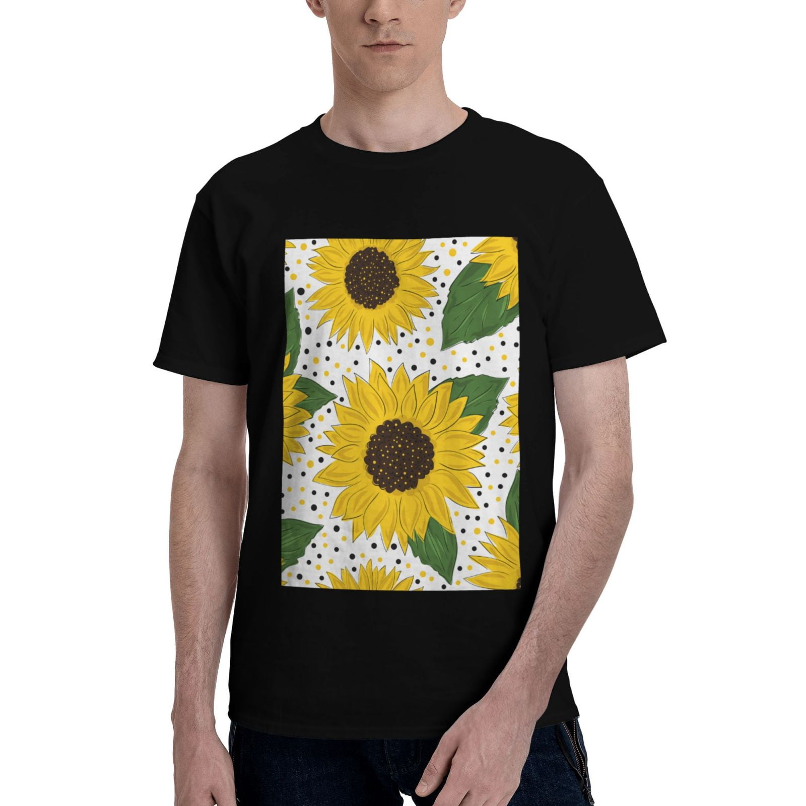 Bingfone Sunflowers Men'S Loose Fit Short-Sleeve Pocket T-Shirt ...