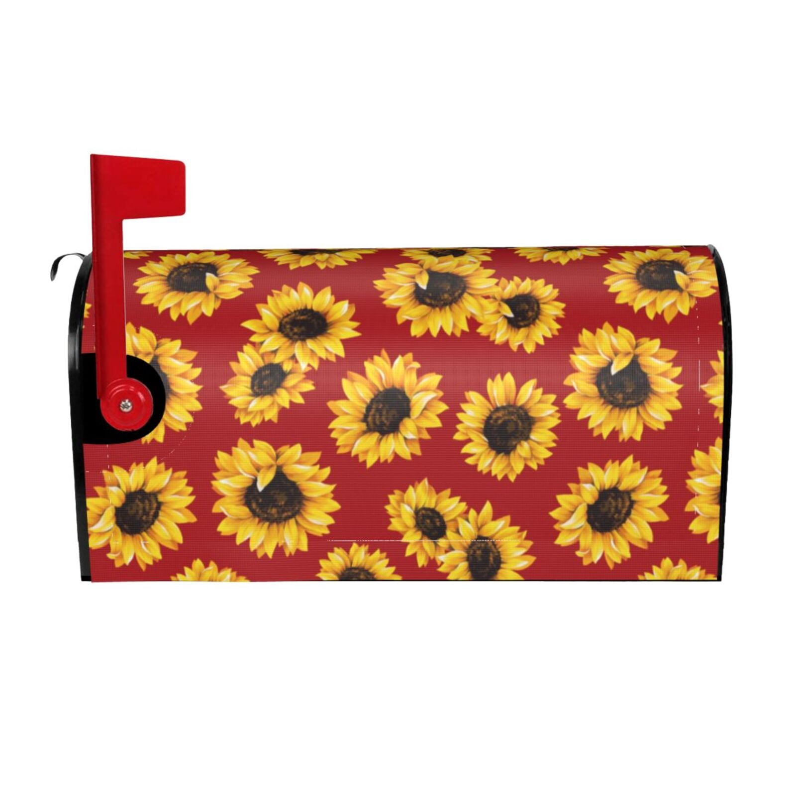 Bingfone Sunflowers On Red Magnetic Mailbox Cover Standard Size For ...