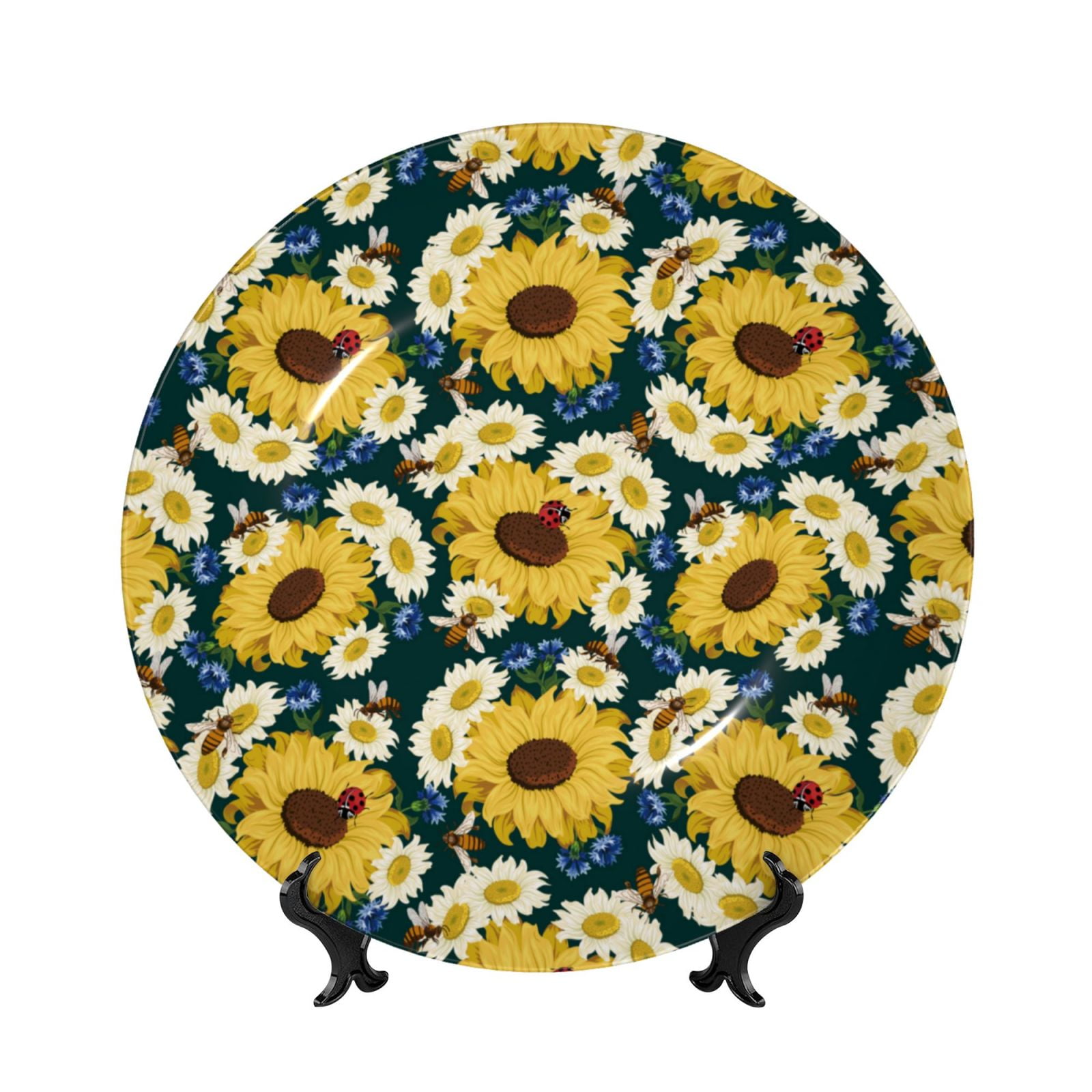 Bingfone Sunflowers Print Bone China Dinner Decorative Plates,Handmade ...