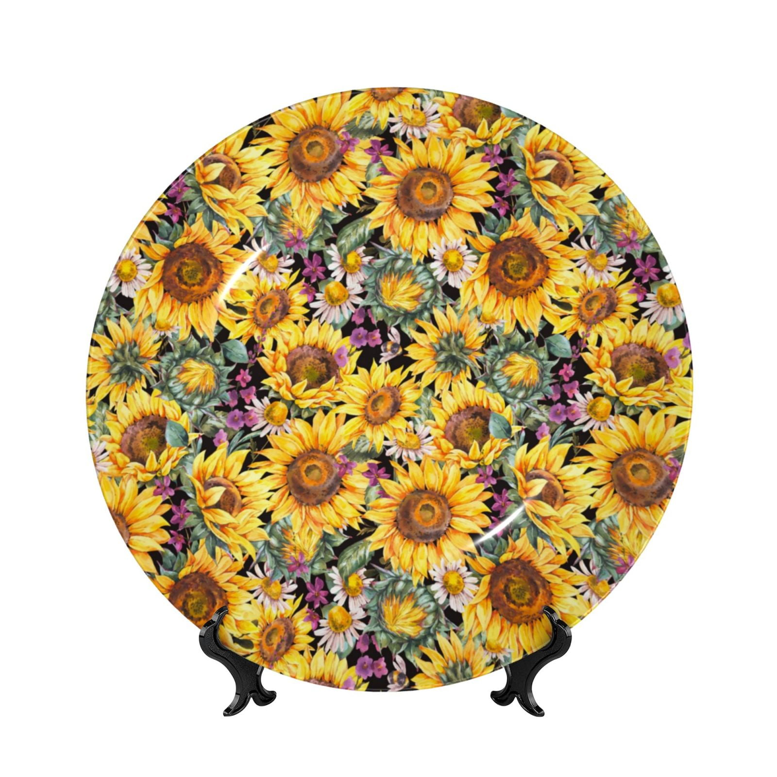Bingfone Sunflowers Vintage Print Bone China Dinner Decorative Plates ...
