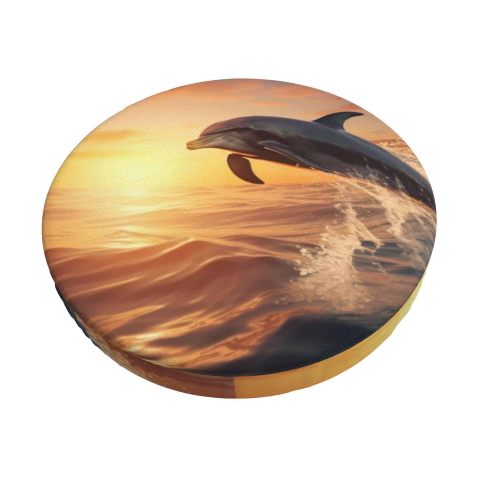 Bingfone Sunset Dancing Dolphin A Padded Round Bar Stool Cover Cushion ...