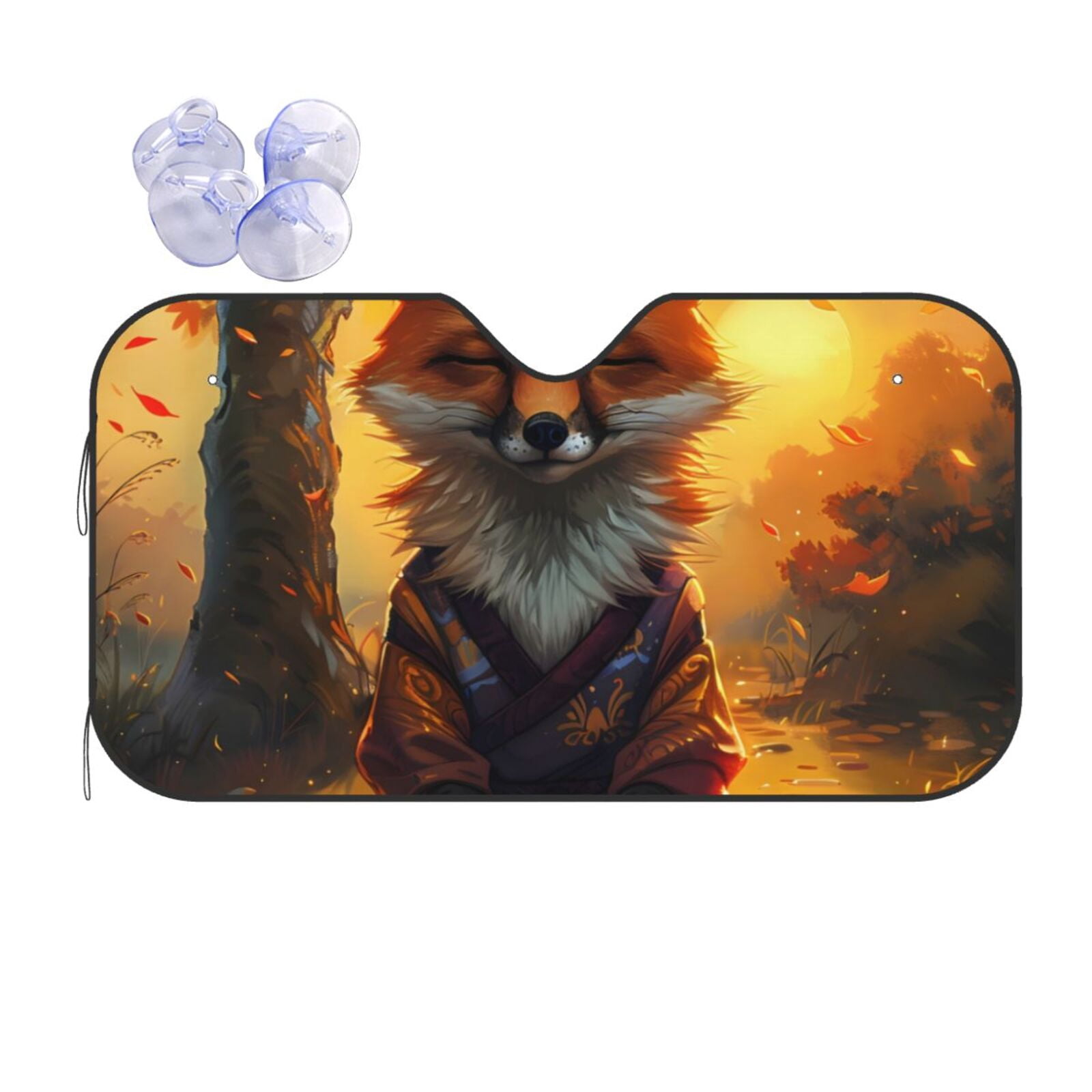 Bingfone Sunset Maple Tree Fox Car Windshield Sun Shade Protector Keep ...
