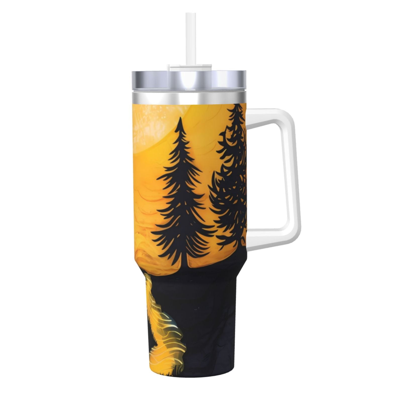 Bingfone Sunset River Pine Trees for 40 Oz Stainless Steel Travel Mug ...