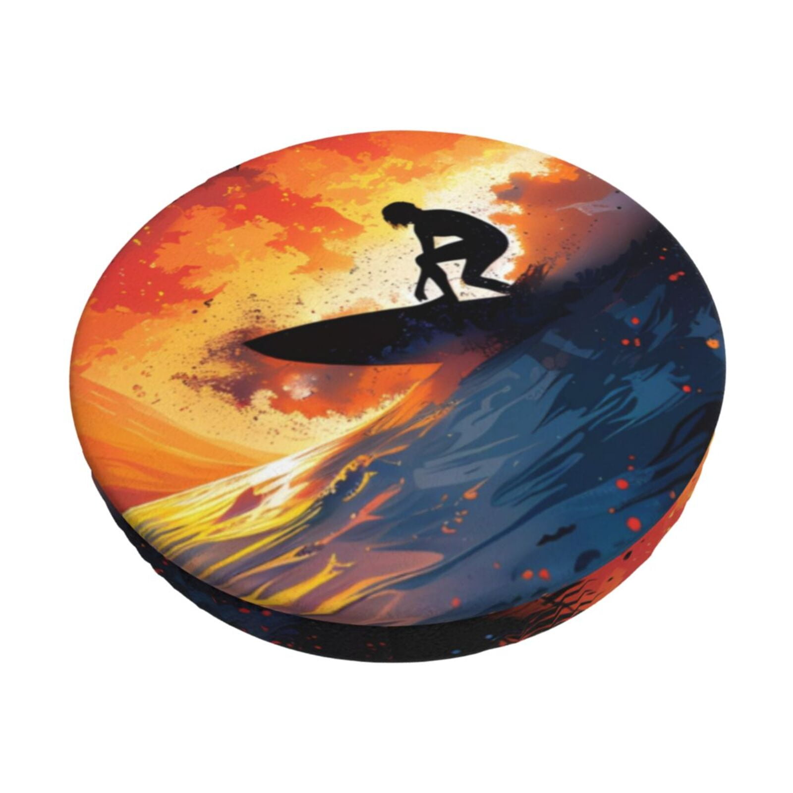 Bingfone Sunset Surfing Silhouette Padded Round Bar Stool Cover Cushion ...
