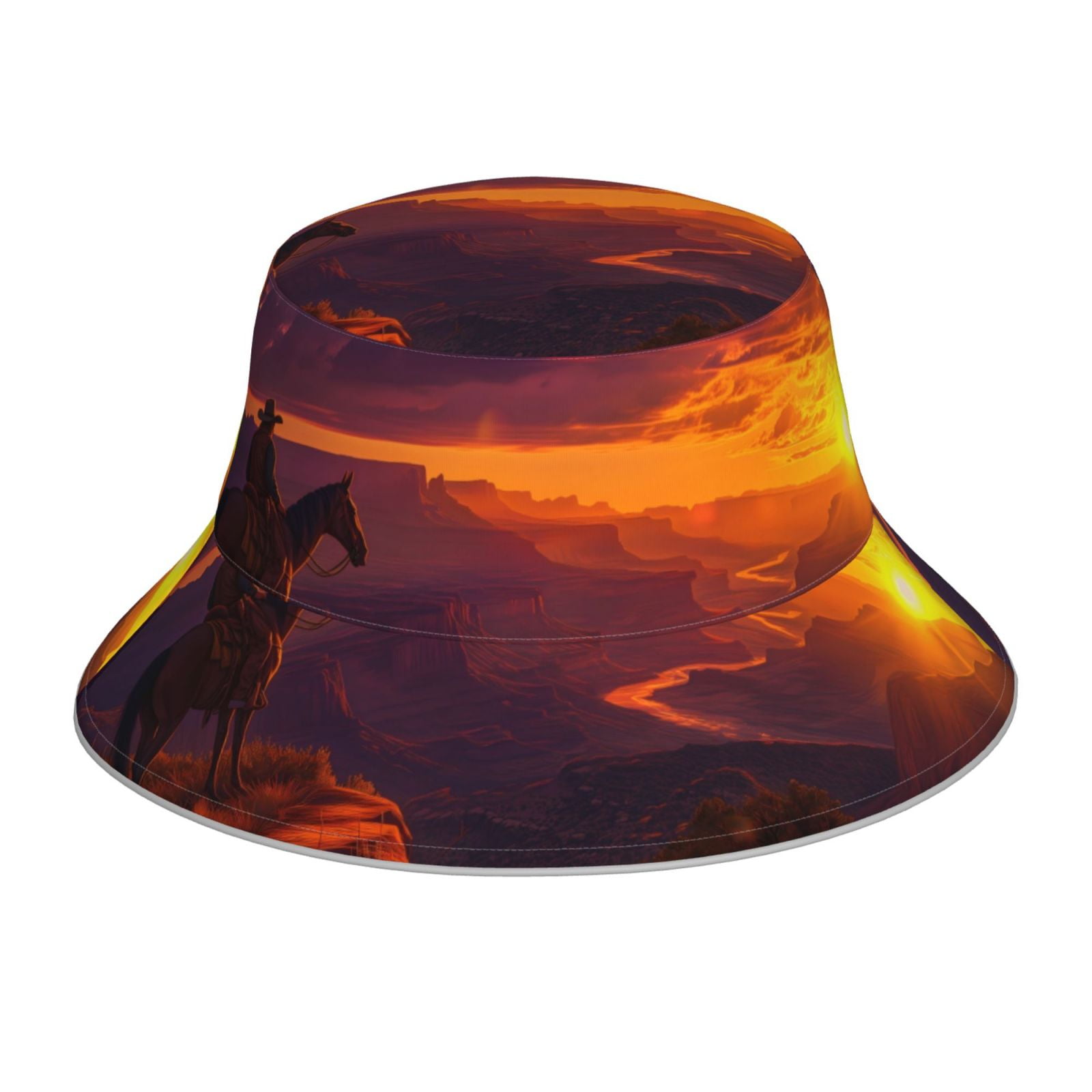 Bingfone Sunset Valley Western Cowboy Bucket Hat for Men Women,Packable ...