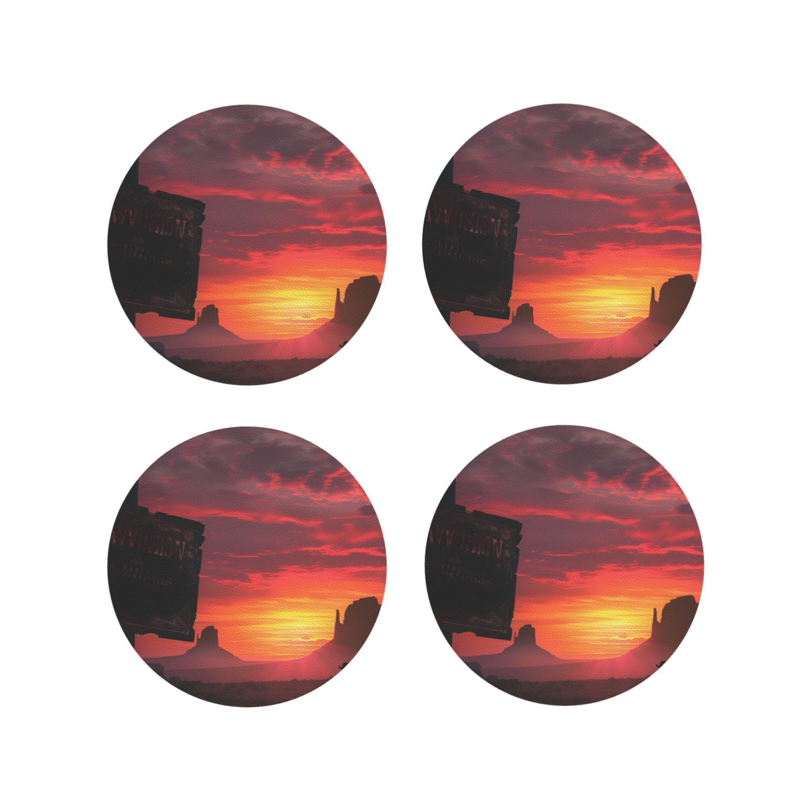 Bingfone Sunset Western Desert Cowboy Personalized Coaster Set 4 for ...