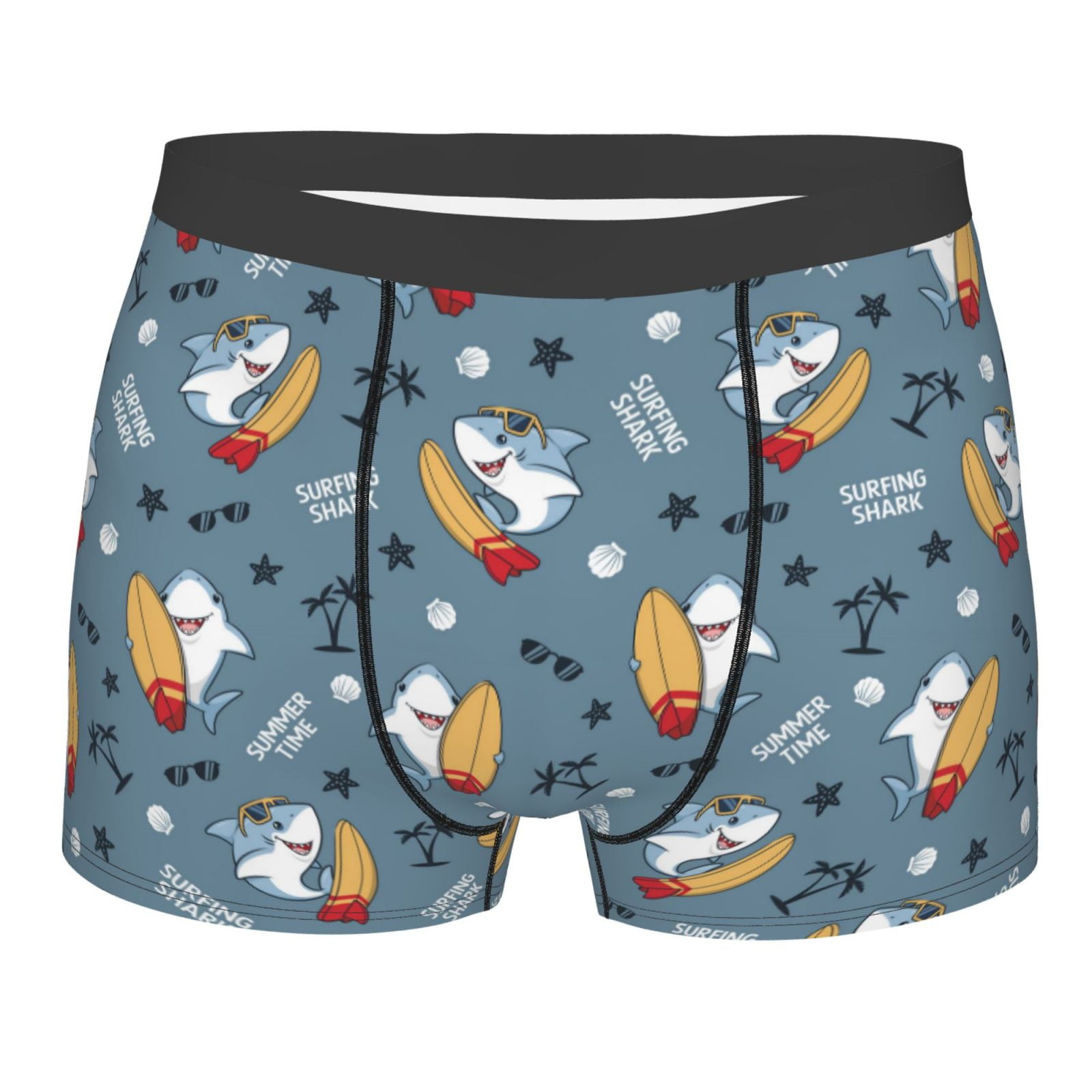 Bingfone Surf Shark Men's Underwear - Casual Stretch Boxer Briefs-X ...