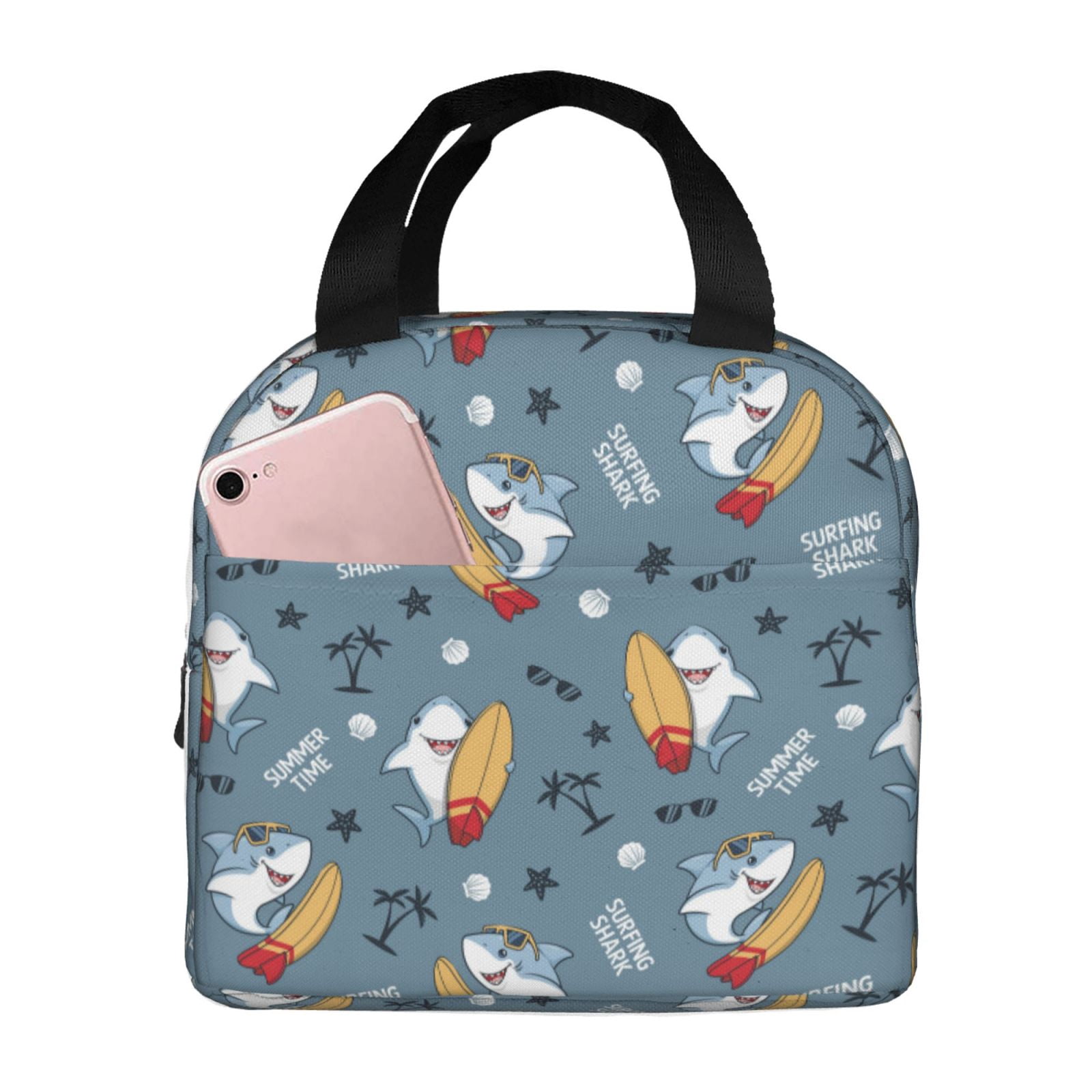 Bingfone Surf Shark Print Lunch Bag Insulated Lunch Box, Small ...