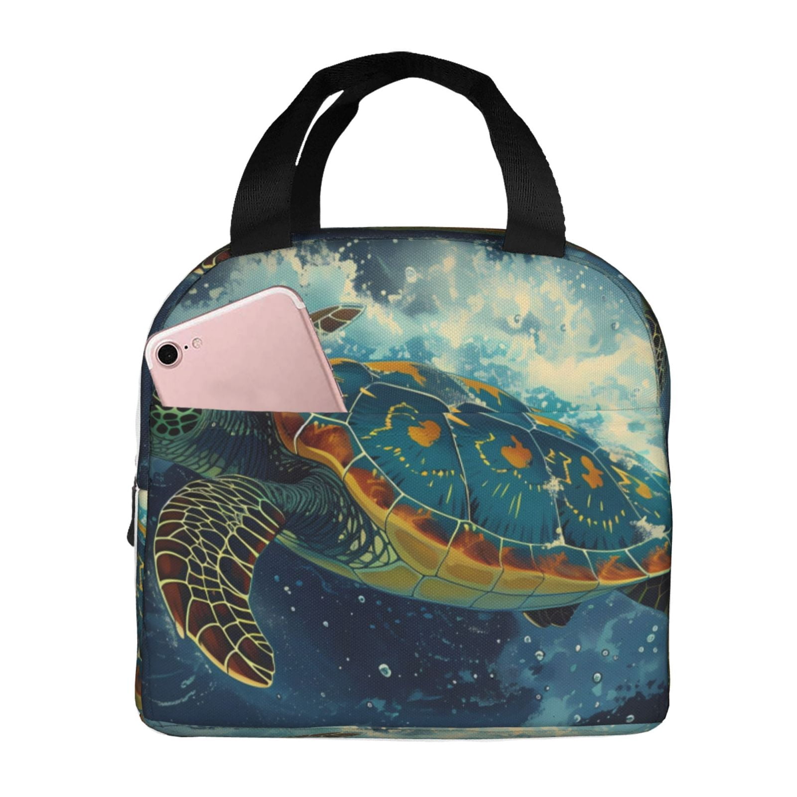 Bingfone Surfing Turtle Print Lunch Bag Insulated Lunch Box, Small ...