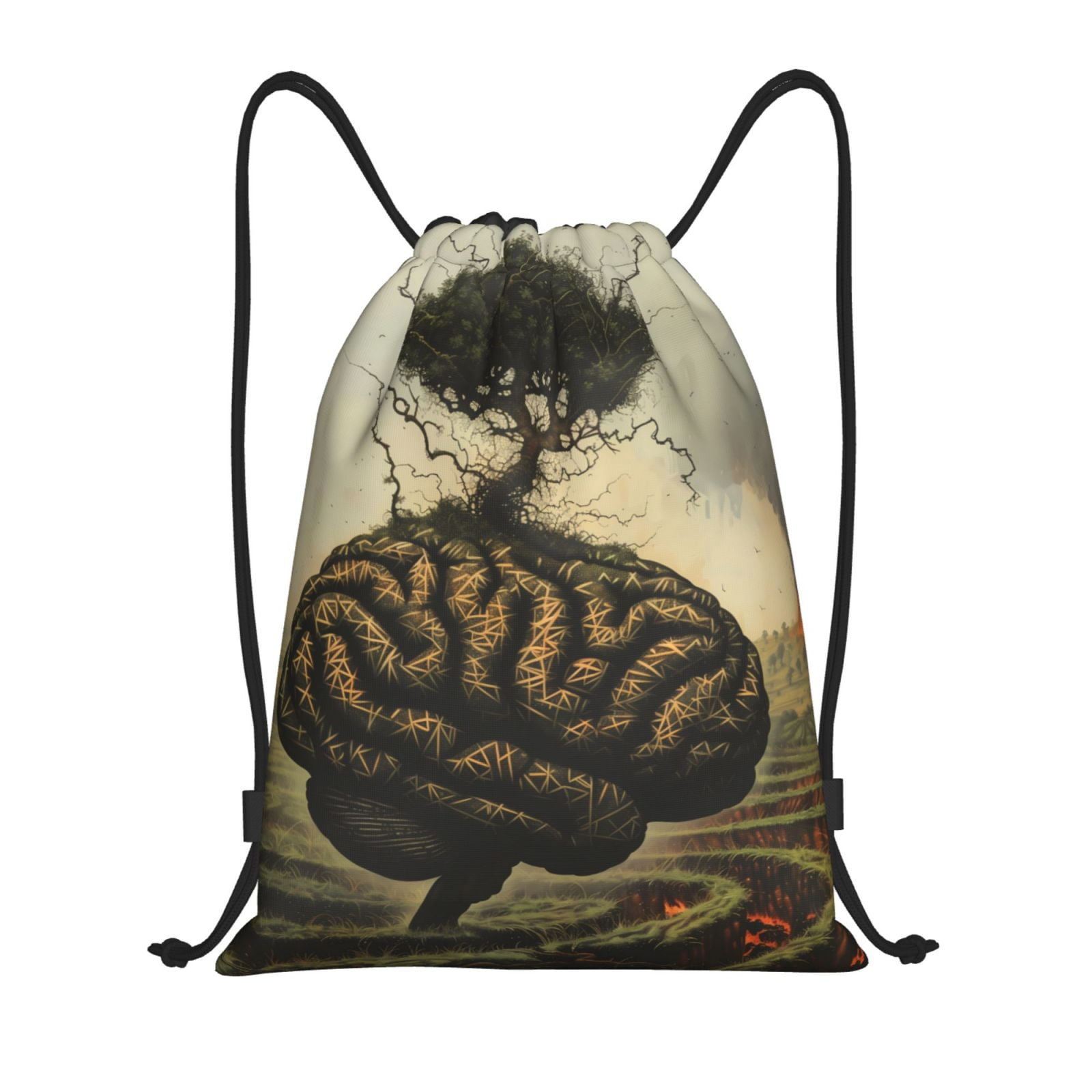 Bingfone Surreal Brain Tree Drawstrings Backpacks Bags for Men Women ...