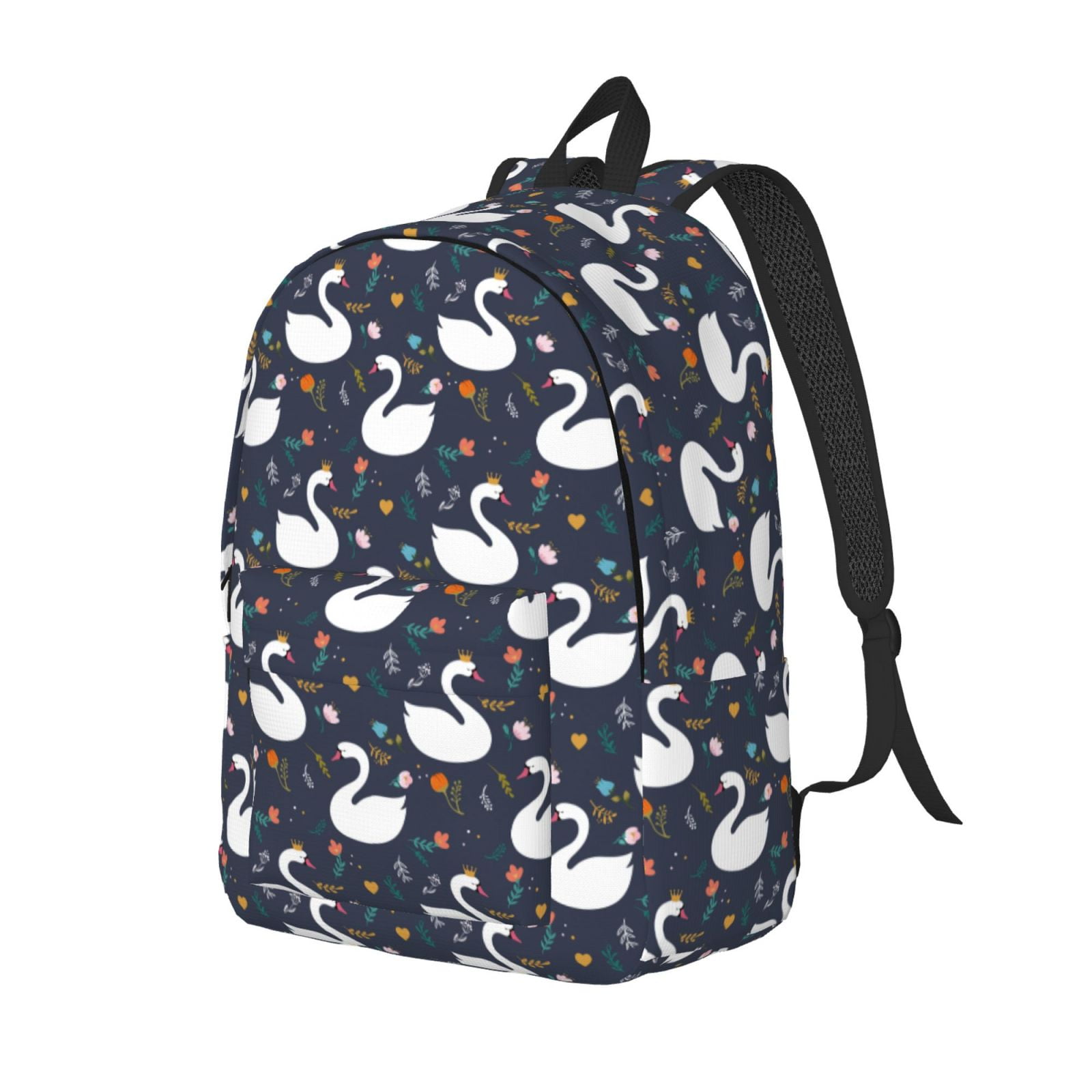 Bingfone Swan And Flowers1 Print Canvas College Laptop Backpack, Large ...