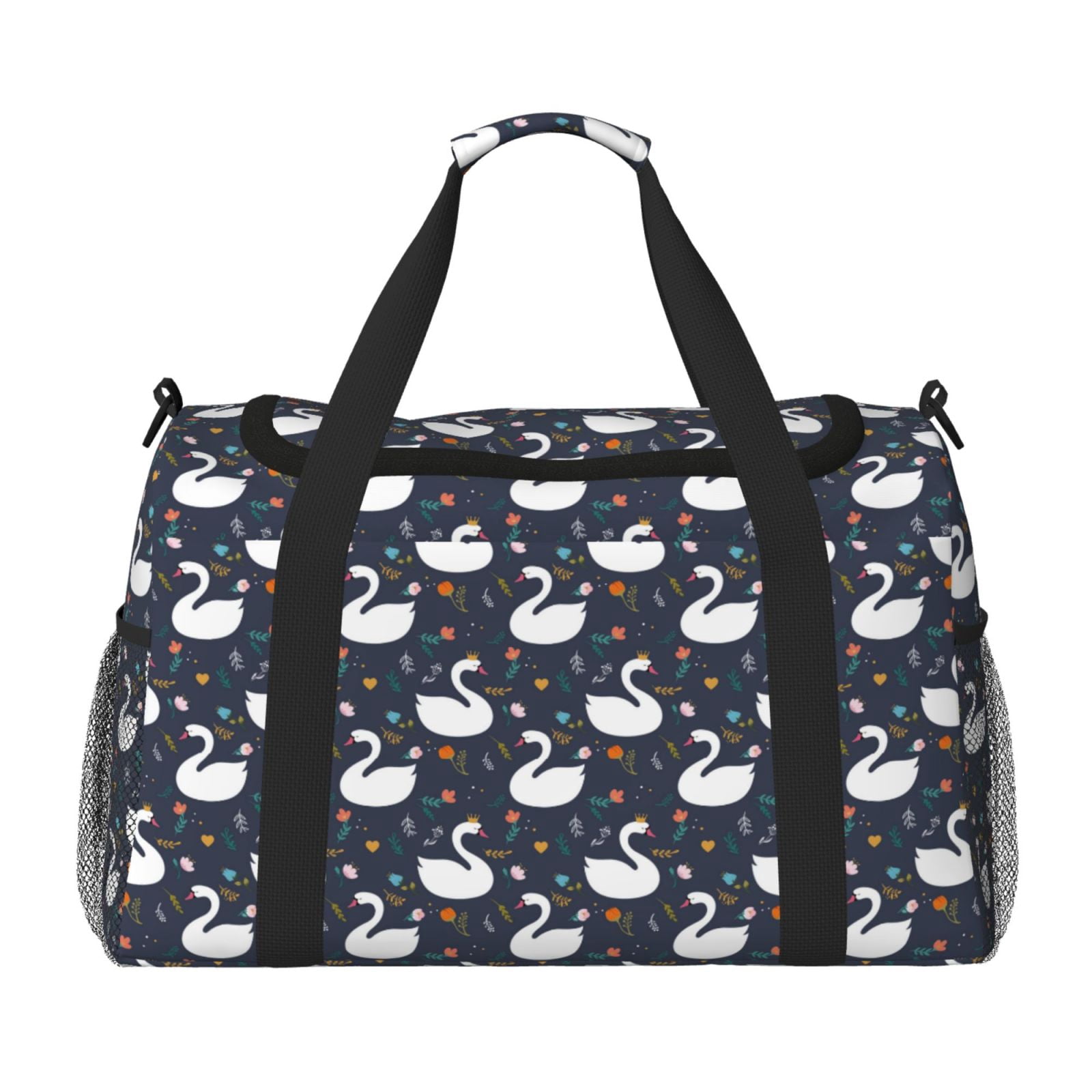 Bingfone Swan And Flowers1 Print Travel Duffel Tote Bag,Waterproof ...