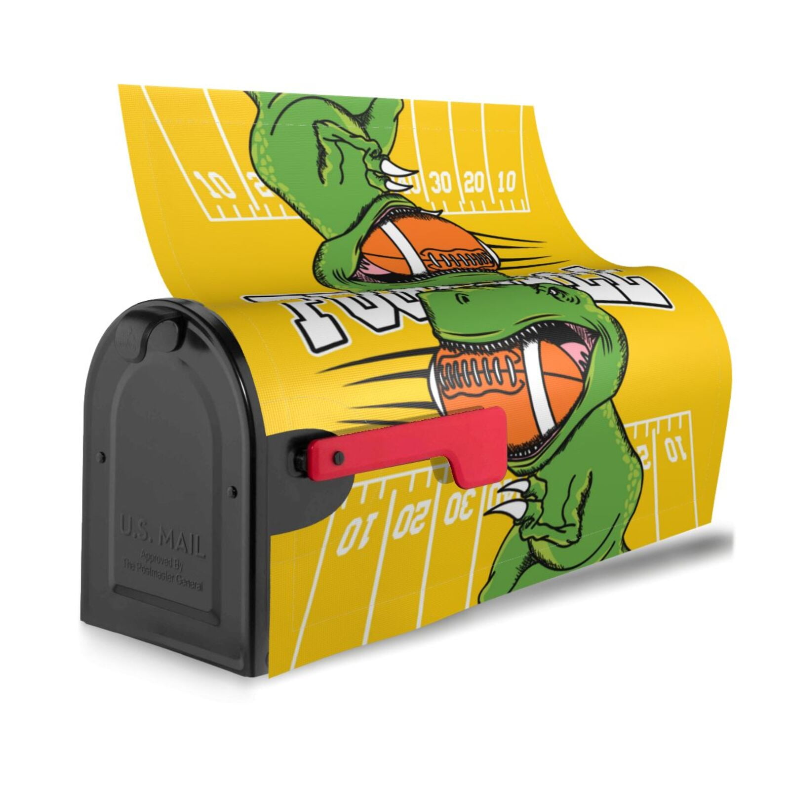 Bingfone T-Rex Playing Football Magnetic Mailbox Cover Standard Size ...