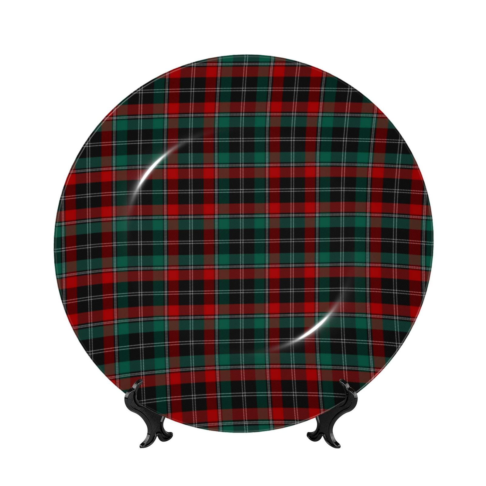 Bingfone Tartan Plaid Print Bone China Dinner Decorative Plates ...