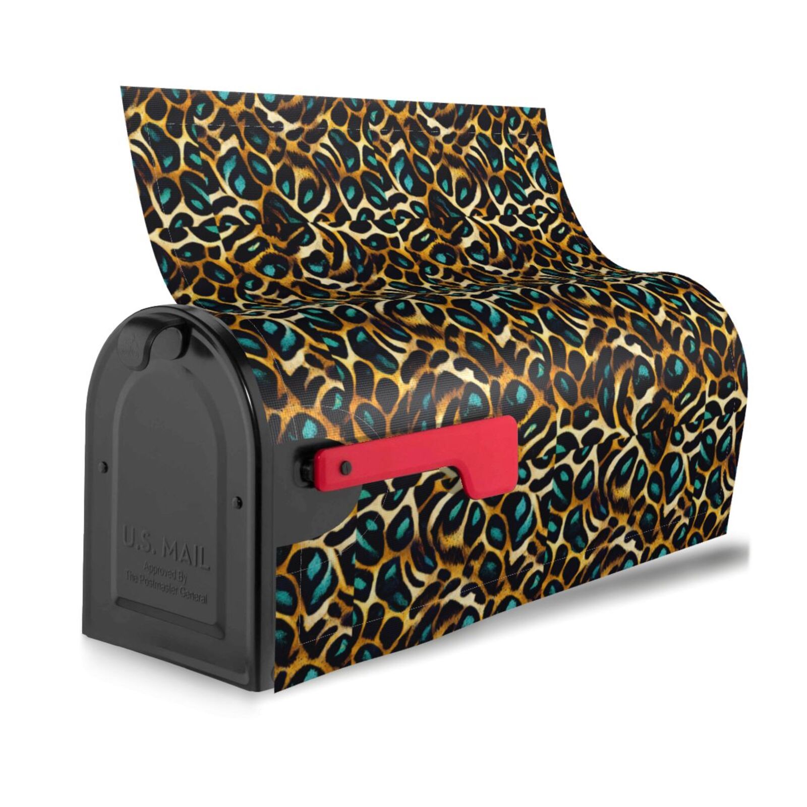 Bingfone Teal Leopard Magnetic Mailbox Cover Standard Size for Garden ...