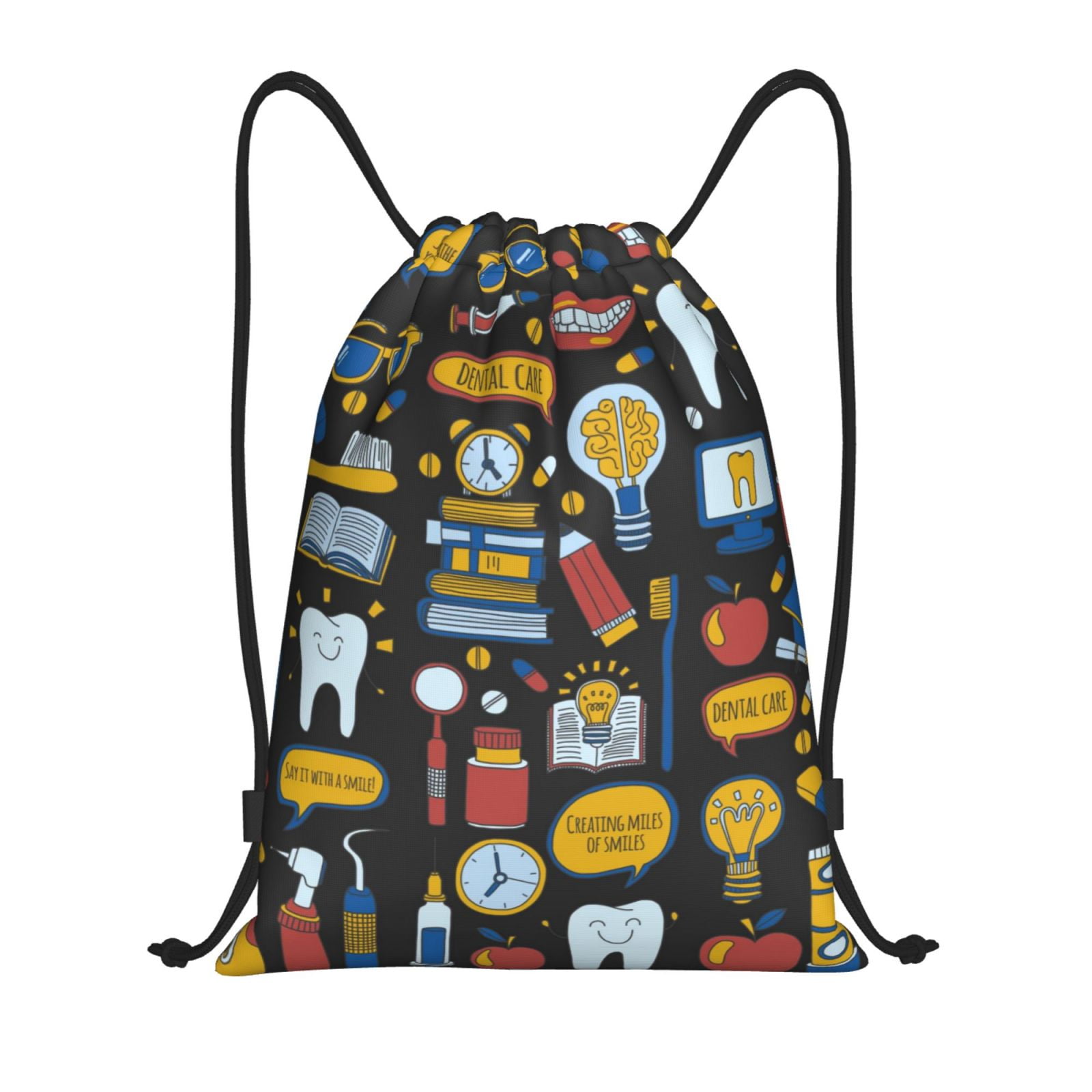 Bingfone Teeth Drawstrings Backpacks Bags For Men Women Gym Drawstrings ...