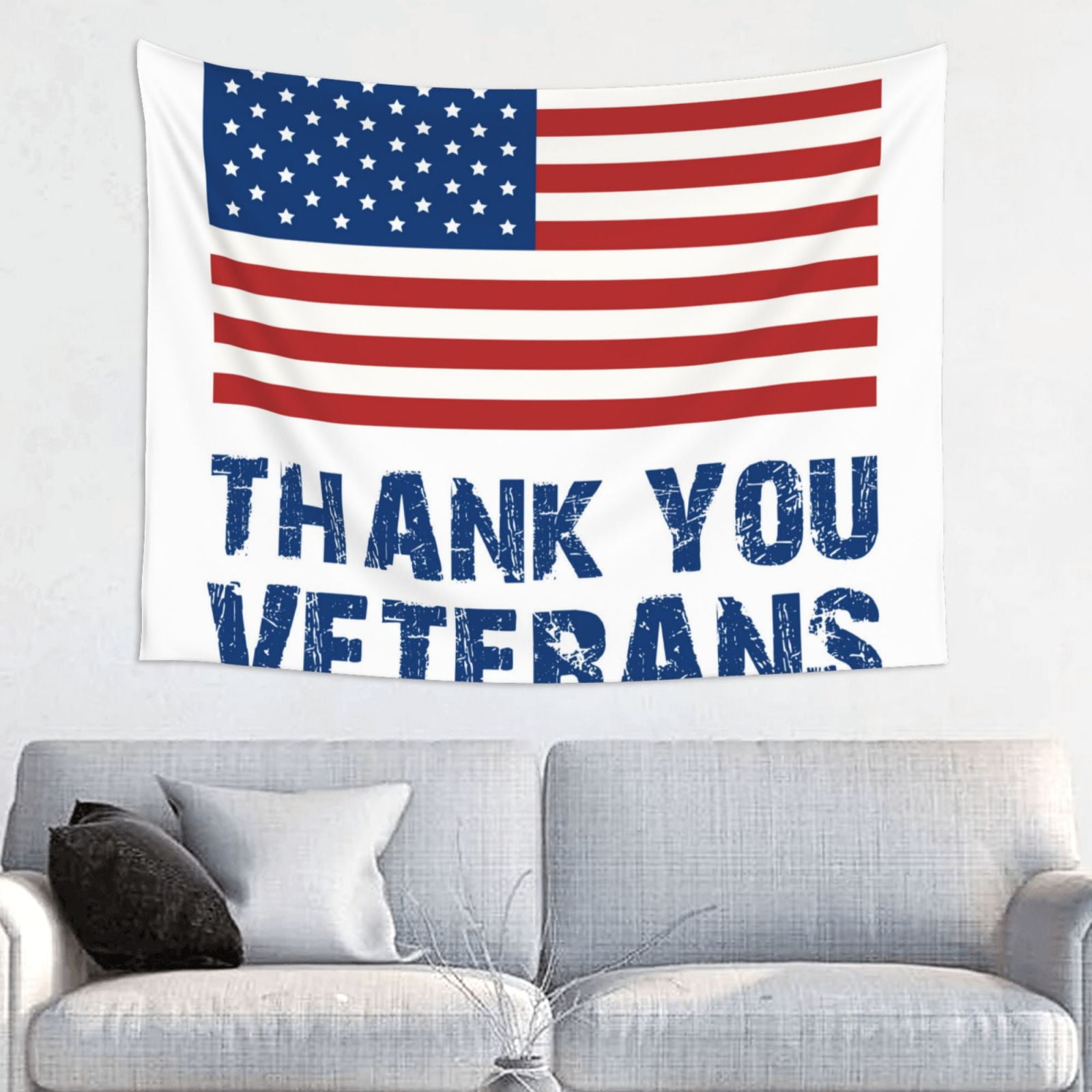 Bingfone Thank You Veterans Tapestry Wall Hanging Decor for Living Room ...
