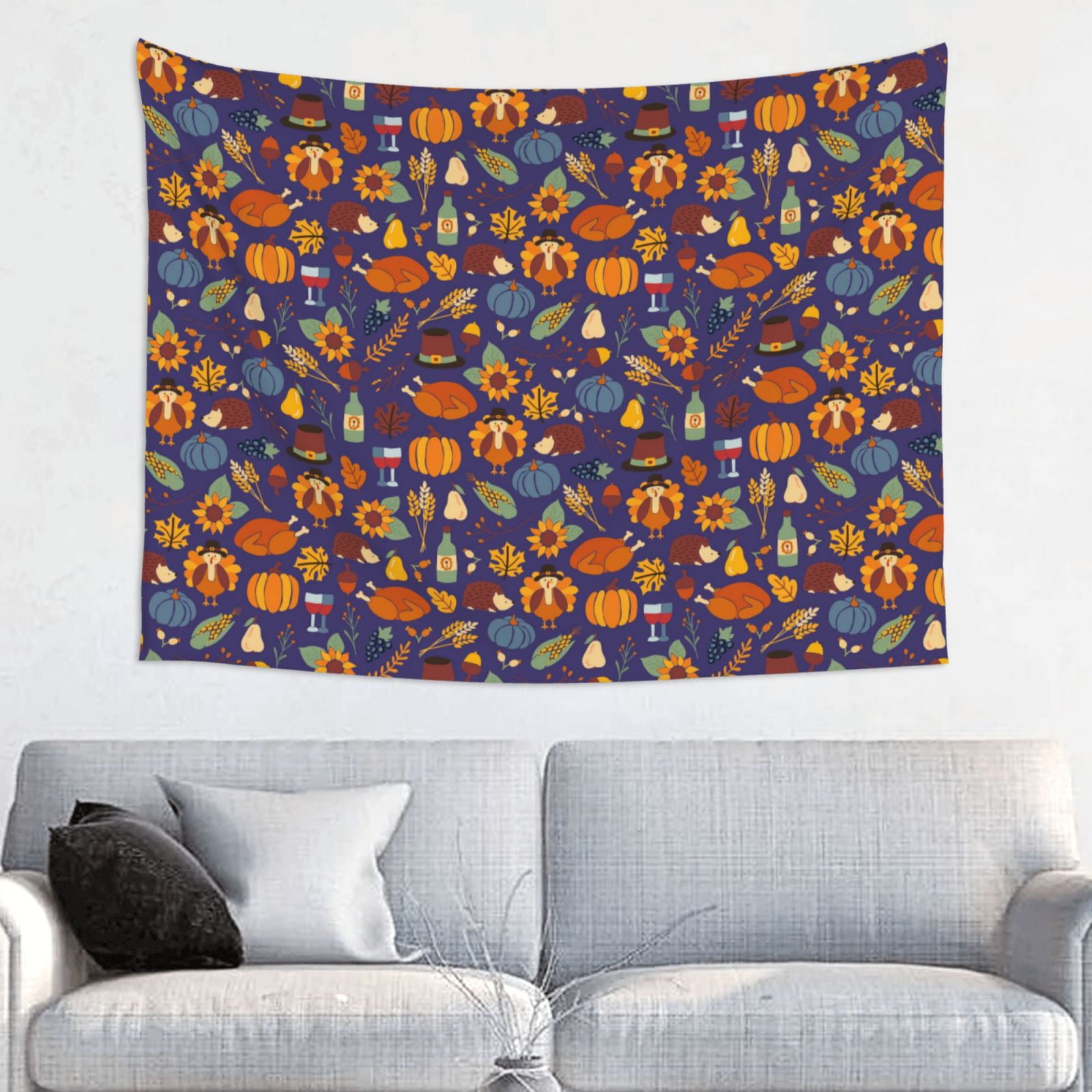 Bingfone Thanksgiving Turkey 2 Tapestry Wall Hanging Decor for Living ...