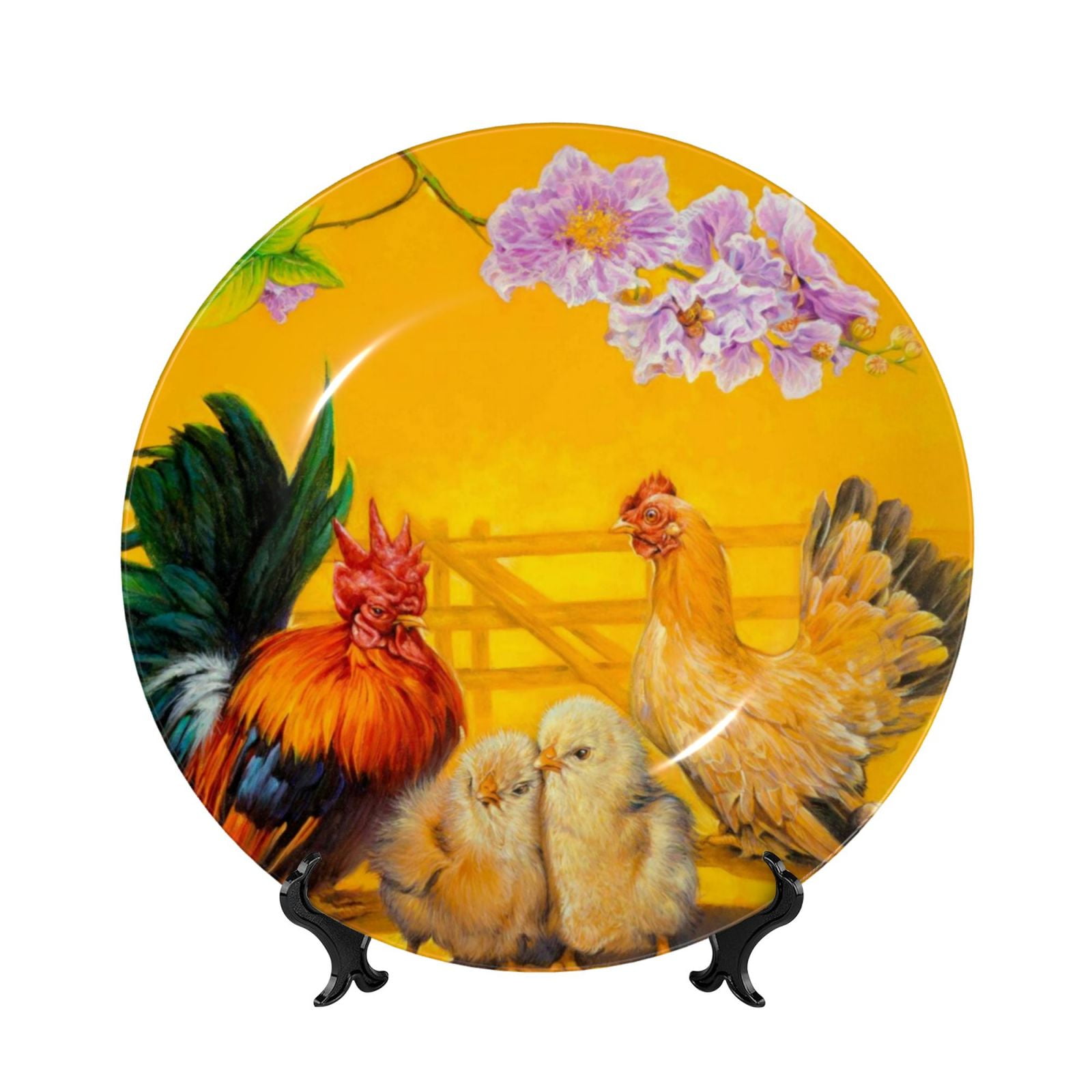 Bingfone The Chicken Family Print Bone China Dinner Decorative Plates ...