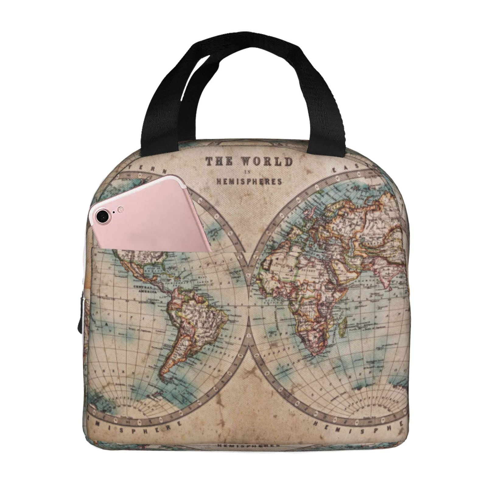 Bingfone The World is Hemisphere Print Lunch Bag Insulated Lunch Box ...
