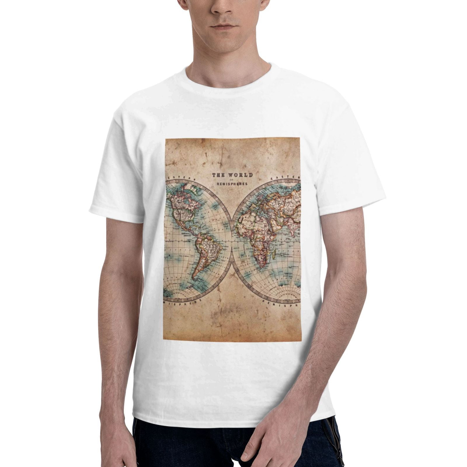 Bingfone The World Is Hemisphere Men'S Loose Fit Short-Sleeve Pocket T ...